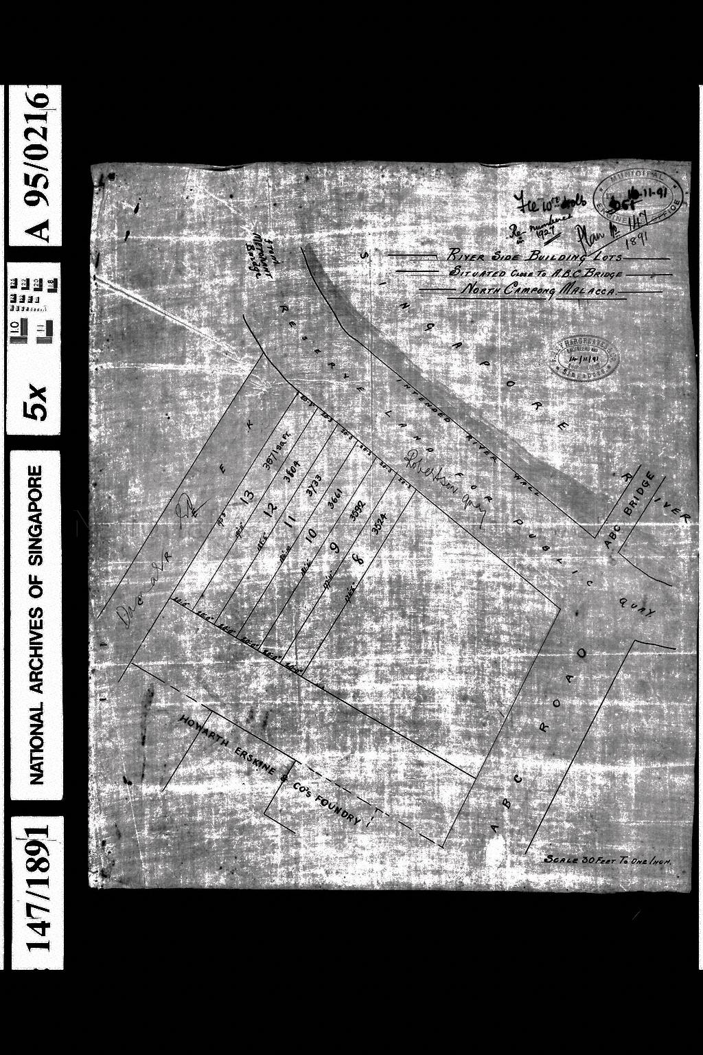 RIVERSIDE BUILDINGS, FRONT ELEVATION AND SECTION
