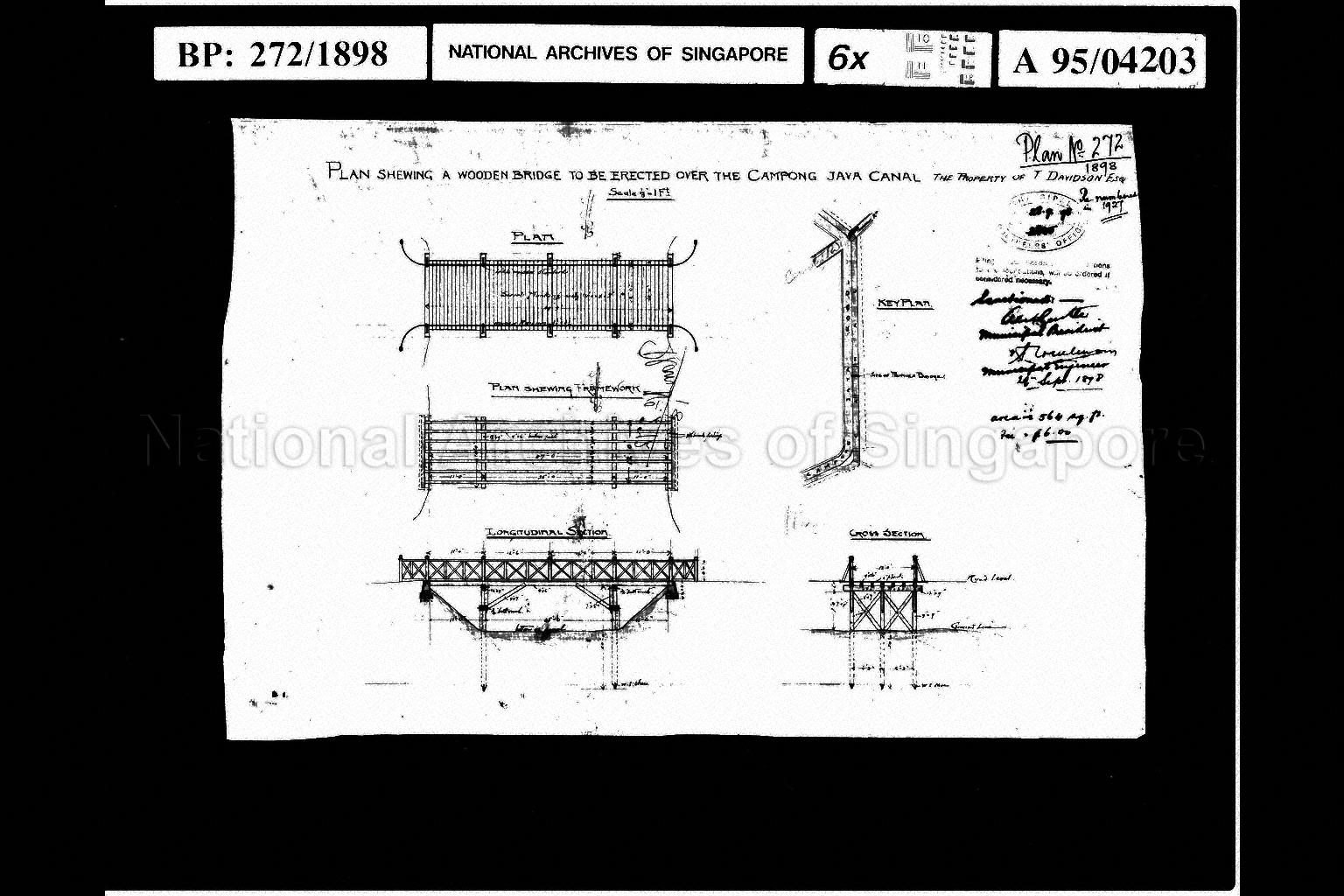 PLAN SHOWING A WOODEN BRIDGE