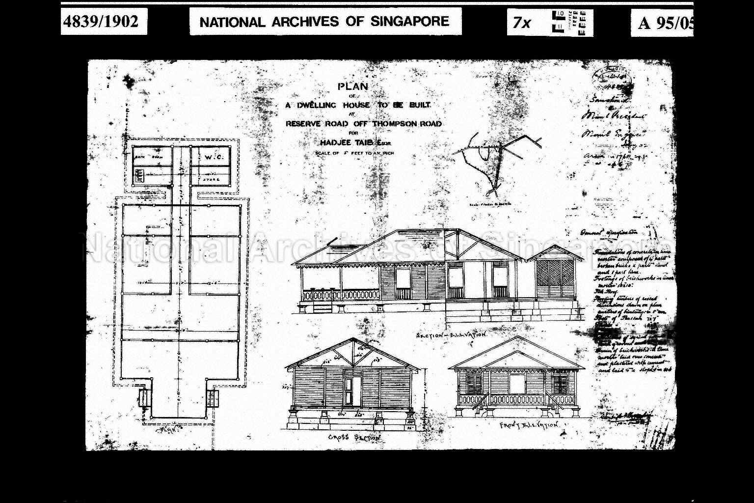 DWELLING HOUSE (WITH DIAGONAL LINE ABOVE SECTION-ELEVATION)