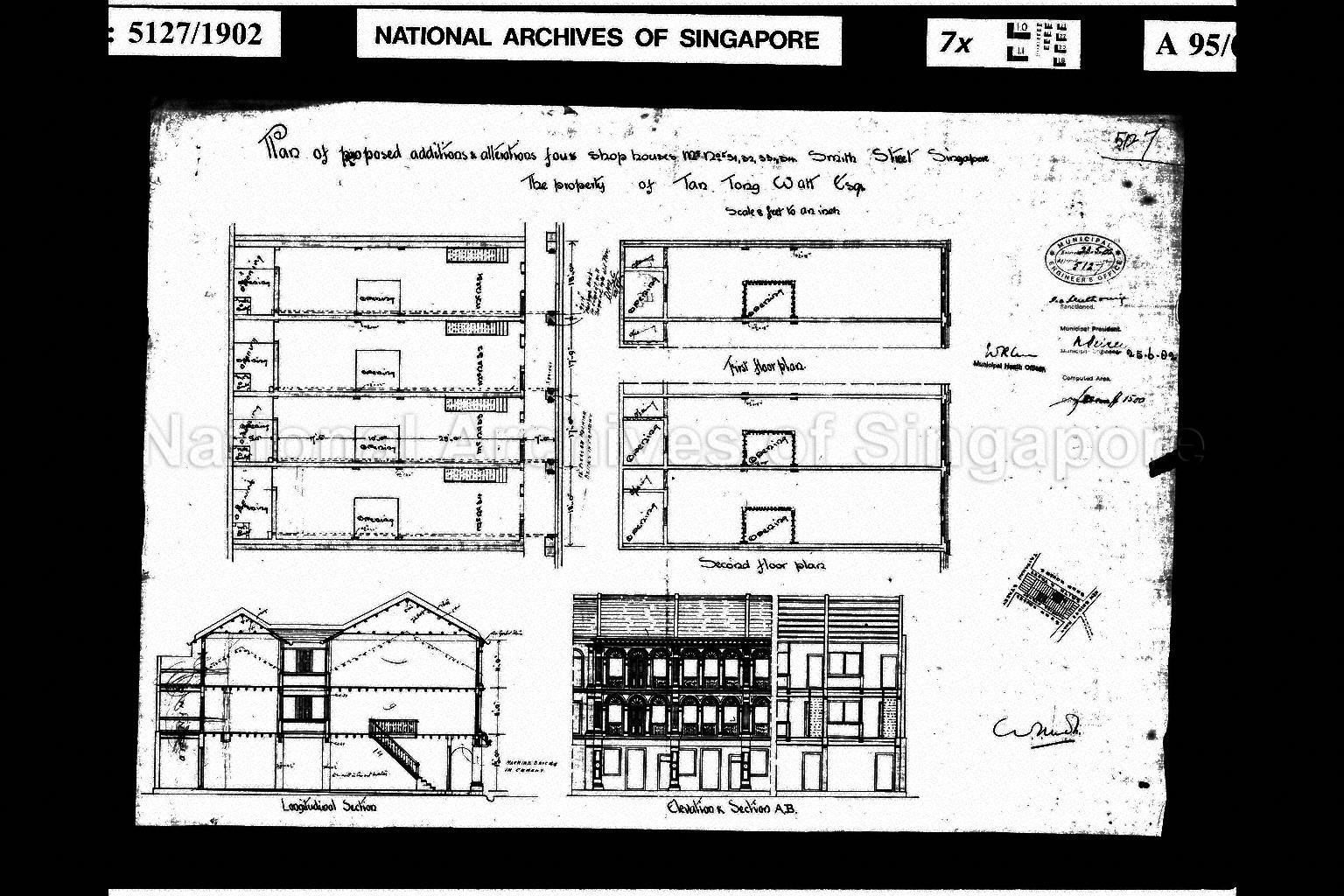 ADDITIONS AND ALTERATIONS TO 4 SHOP HOUSES - FLOOR PLANS,