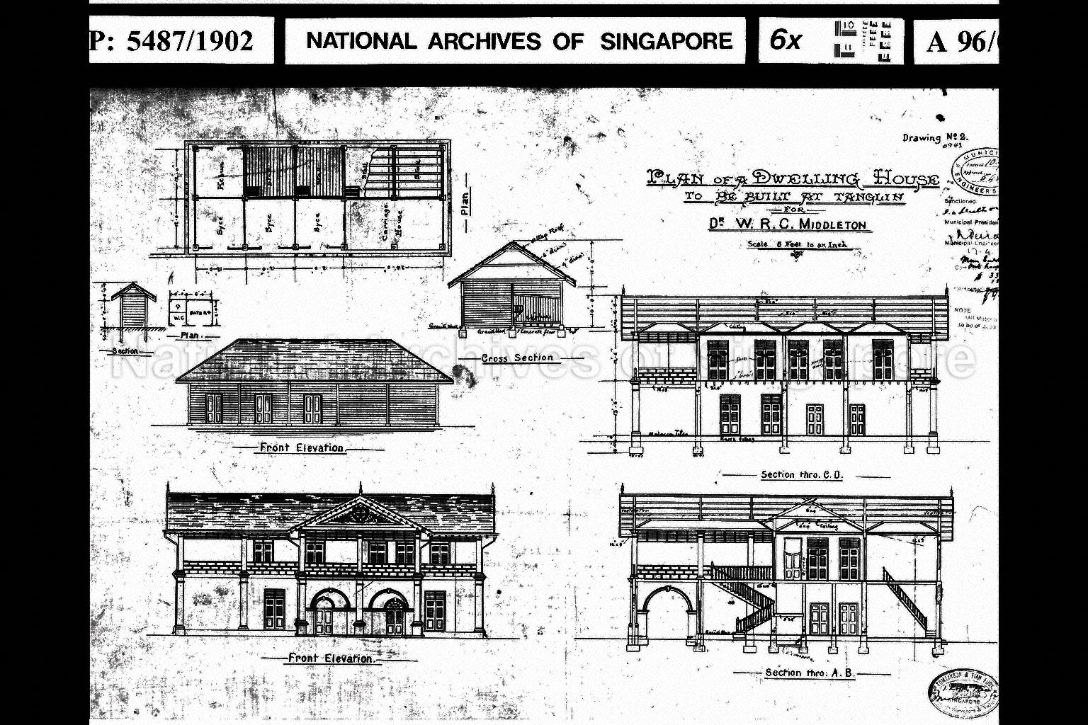 DWELLING HOUSE - PLAN, ELEVATIONS AND SECTIONS