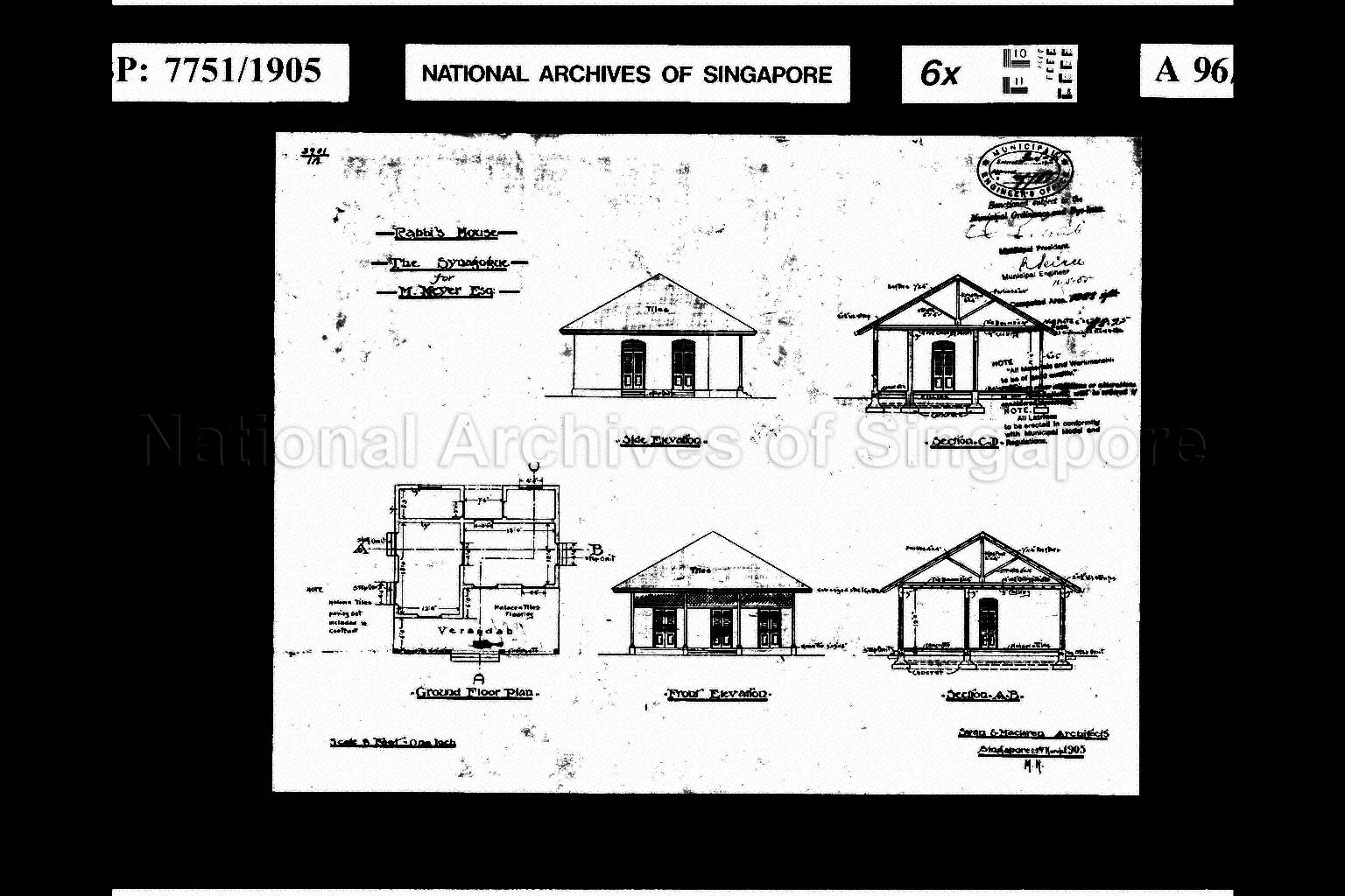 RABBI'S HOUSE, THE SYNAGOGUE (GROUND FLOOR PLAN, FRONT AND