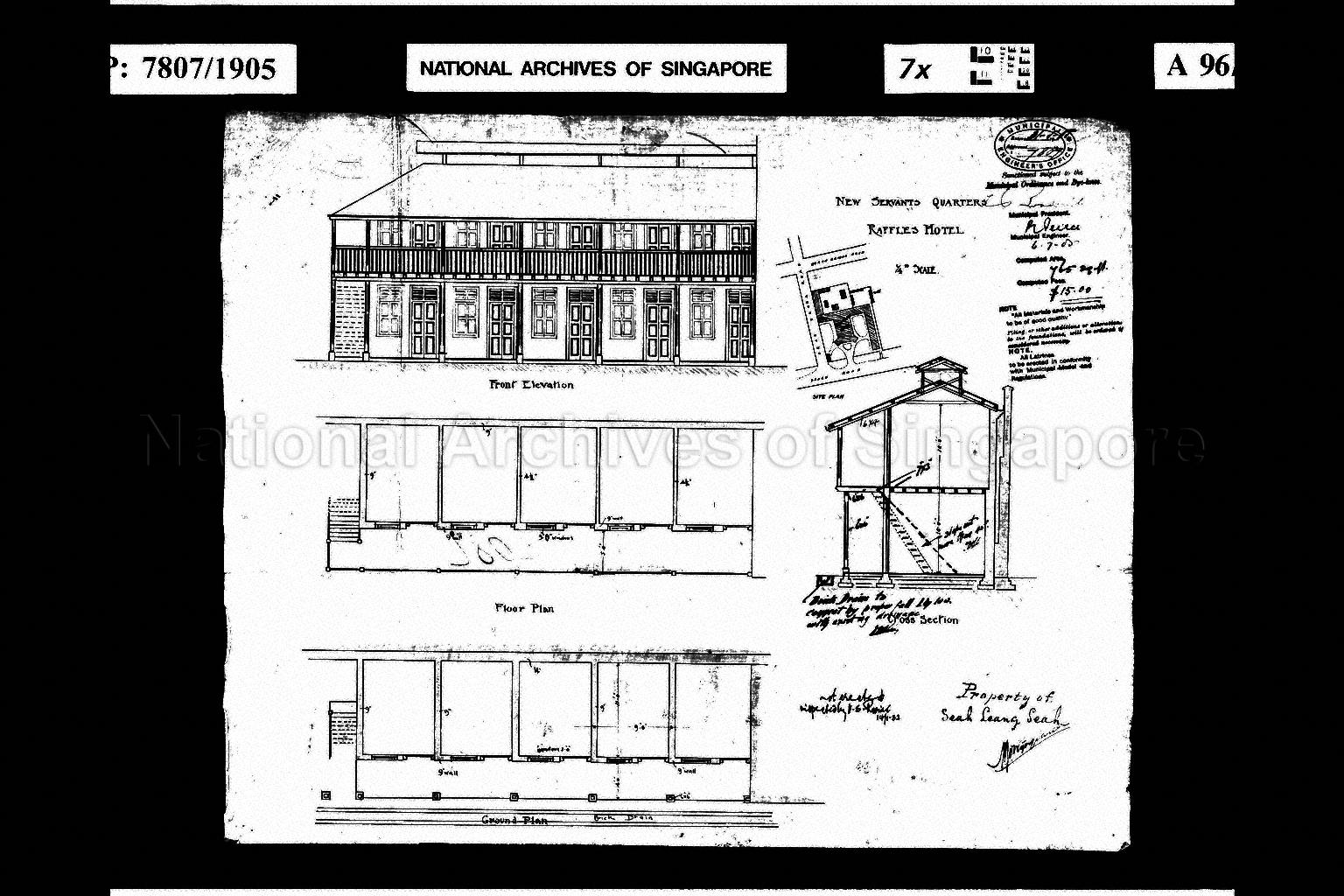 NEW SERVANTS' QUARTERS (WITH REMARKS "NOT ERECTED" AFTER