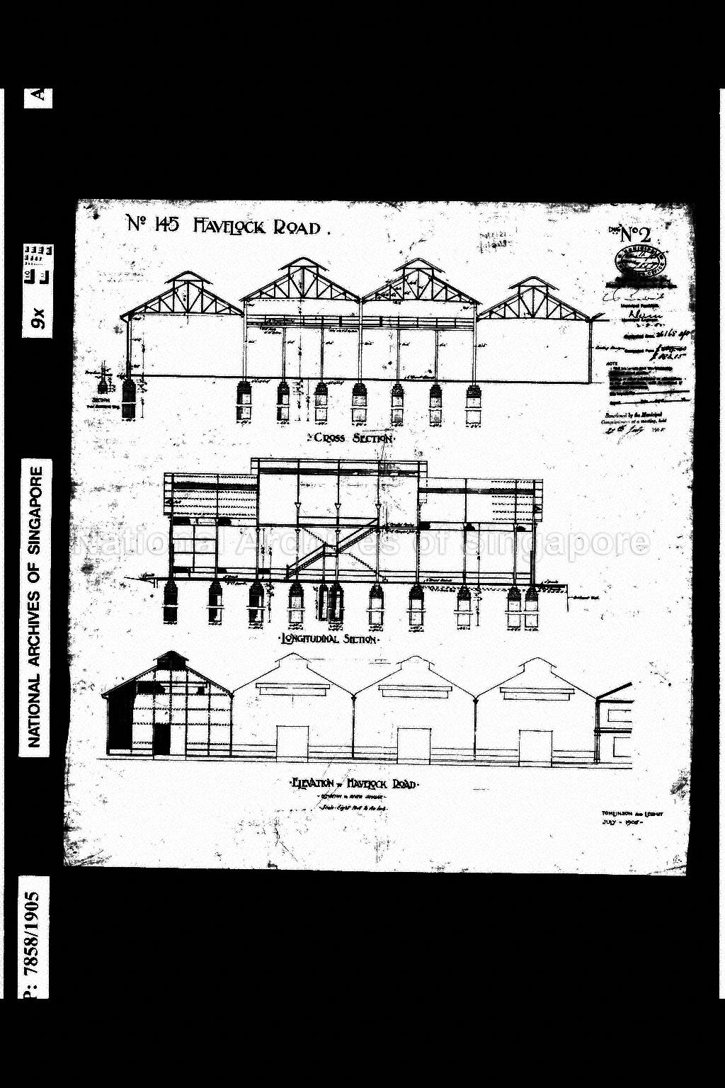 GODOWN (CROSS AND LONGITUDINAL SECTION, ELEVATION)