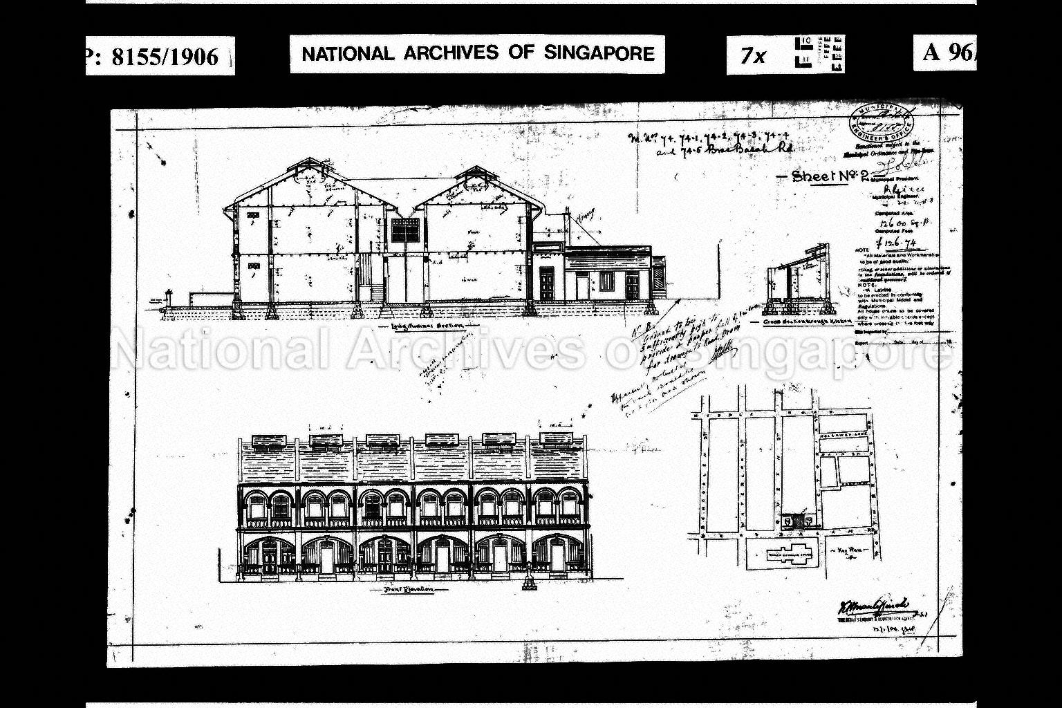6 SHOPHOUSES (SHEET NO 2) ELEVATION, SECTION
