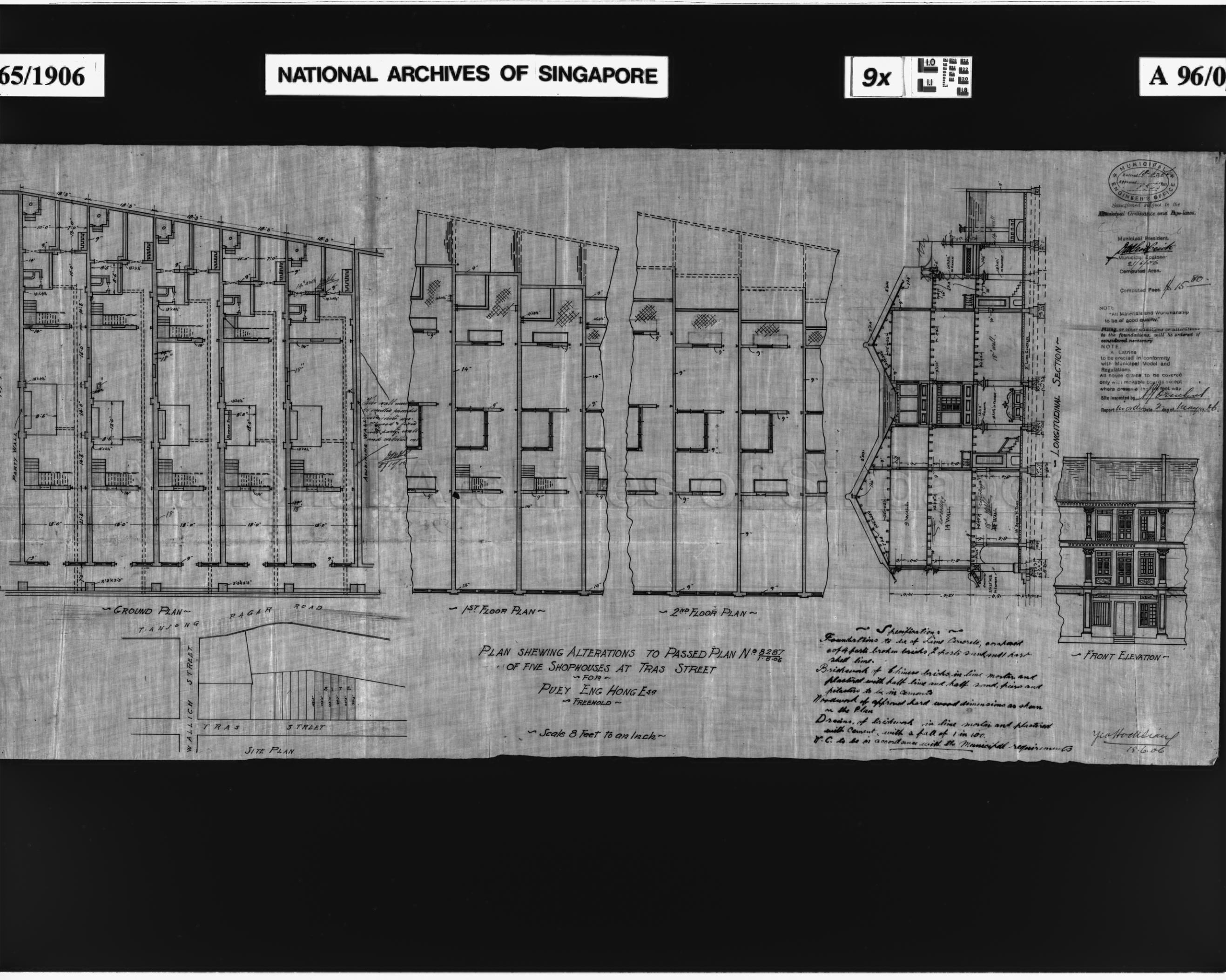 ALTERATIONS TO PASSED PLAN NO.8287 OF 5 SHOPHOUSES