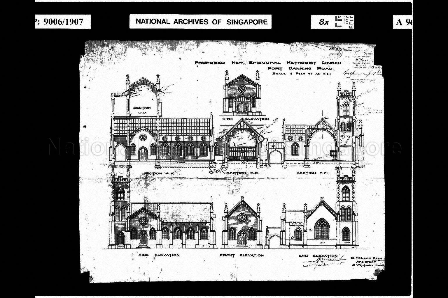 NEW EPISCOPAL METHODIST CHURCH (ELEVATIONS AND SECTIONS)
