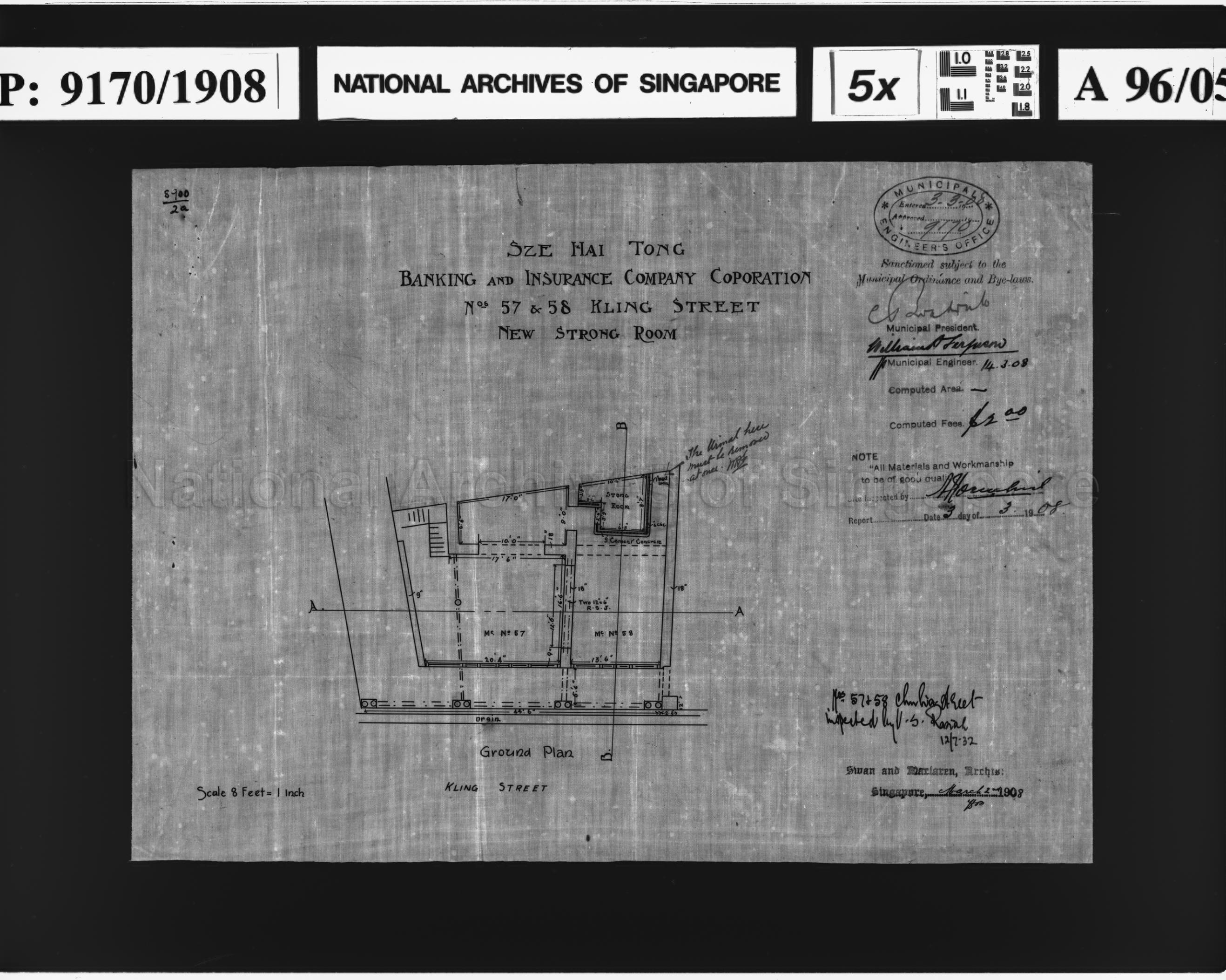 NEW STRONG ROOM (GROUND PLAN)