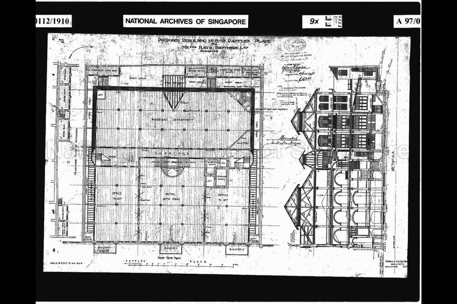 REBUILDING, RAFFLES PLACE, 8-15 (FIRST FLOOR PLAN AND