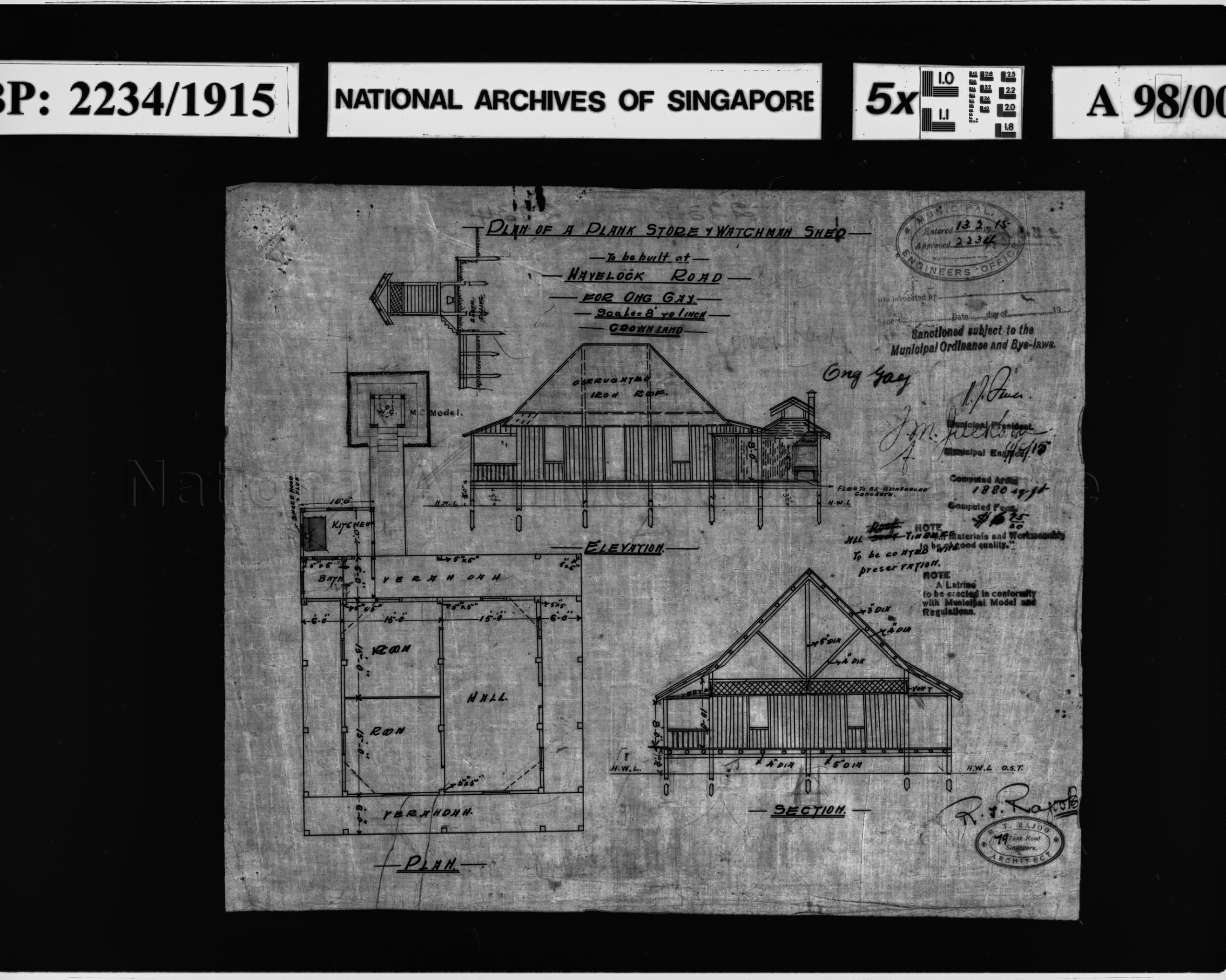 PLANK STORE AND WATCHMAN SHED (DATED 13/2/15)