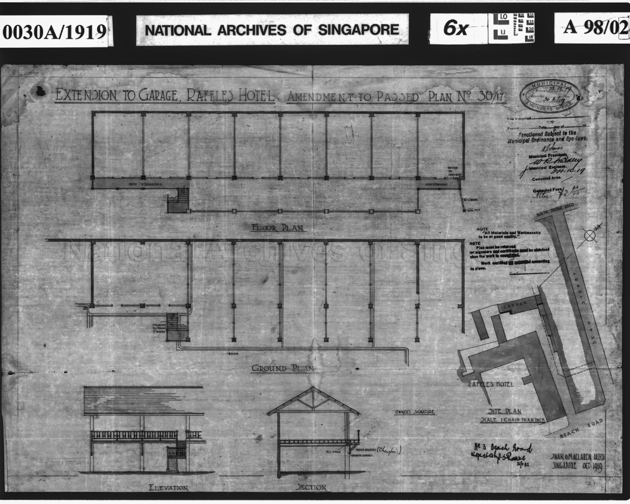 RAFFLES HOTEL - EXTENSION OF GARAGE (AMENDMENT TO PASSED