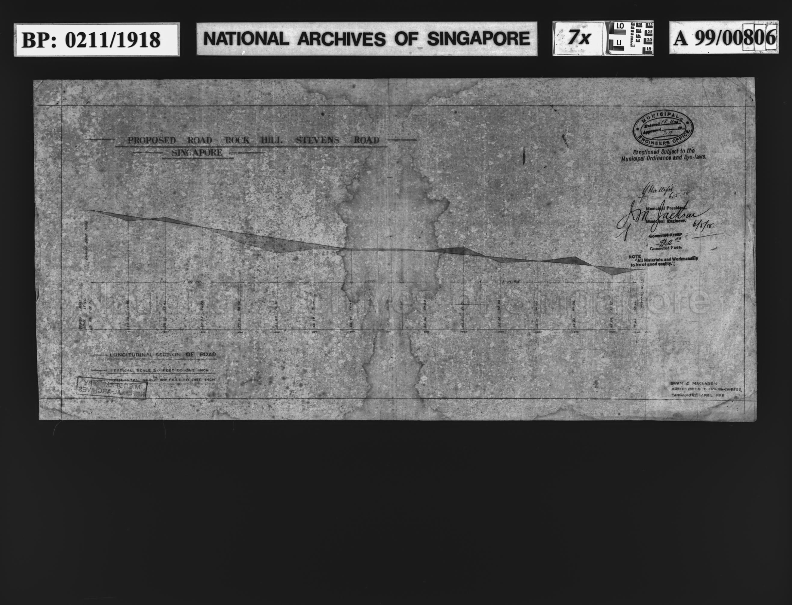 PROPOSED ROAD ADJOINING STEVENS ROAD - LONGITUDINAL SECTION