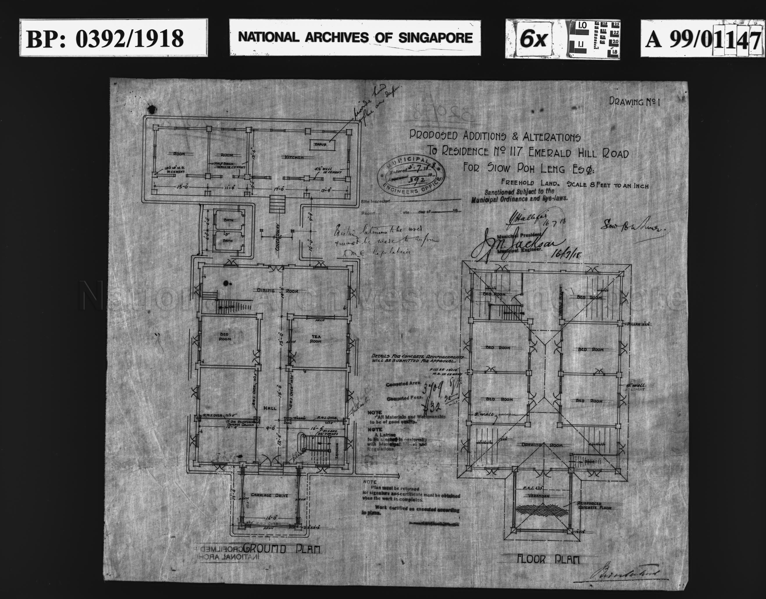 ADDITIONS AND ALTERATIONS TO RESIDENCE (DRAWING NO 1)