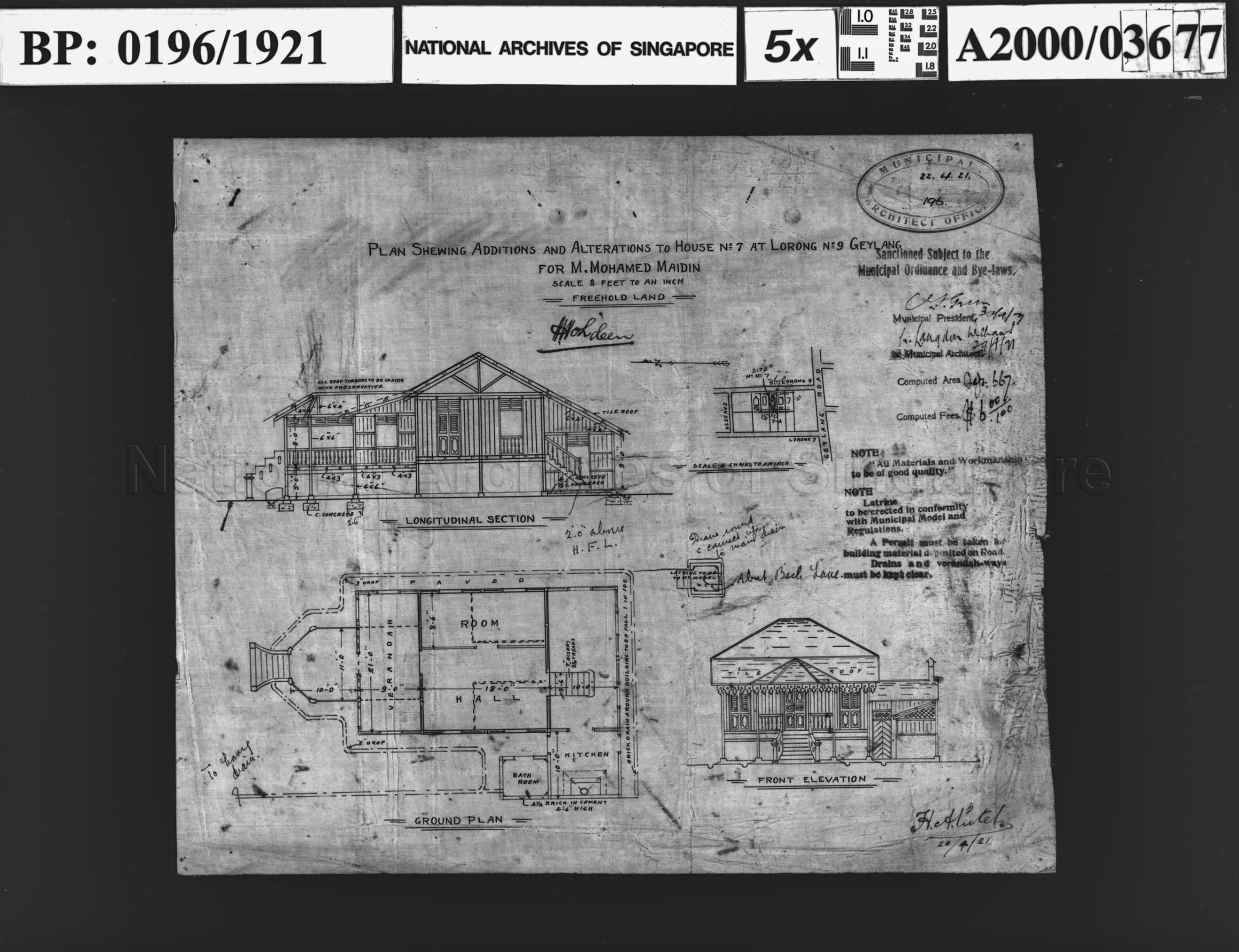 PLAN SHOWING ADDITIONS AND ALTERATIONS TO HOUSE