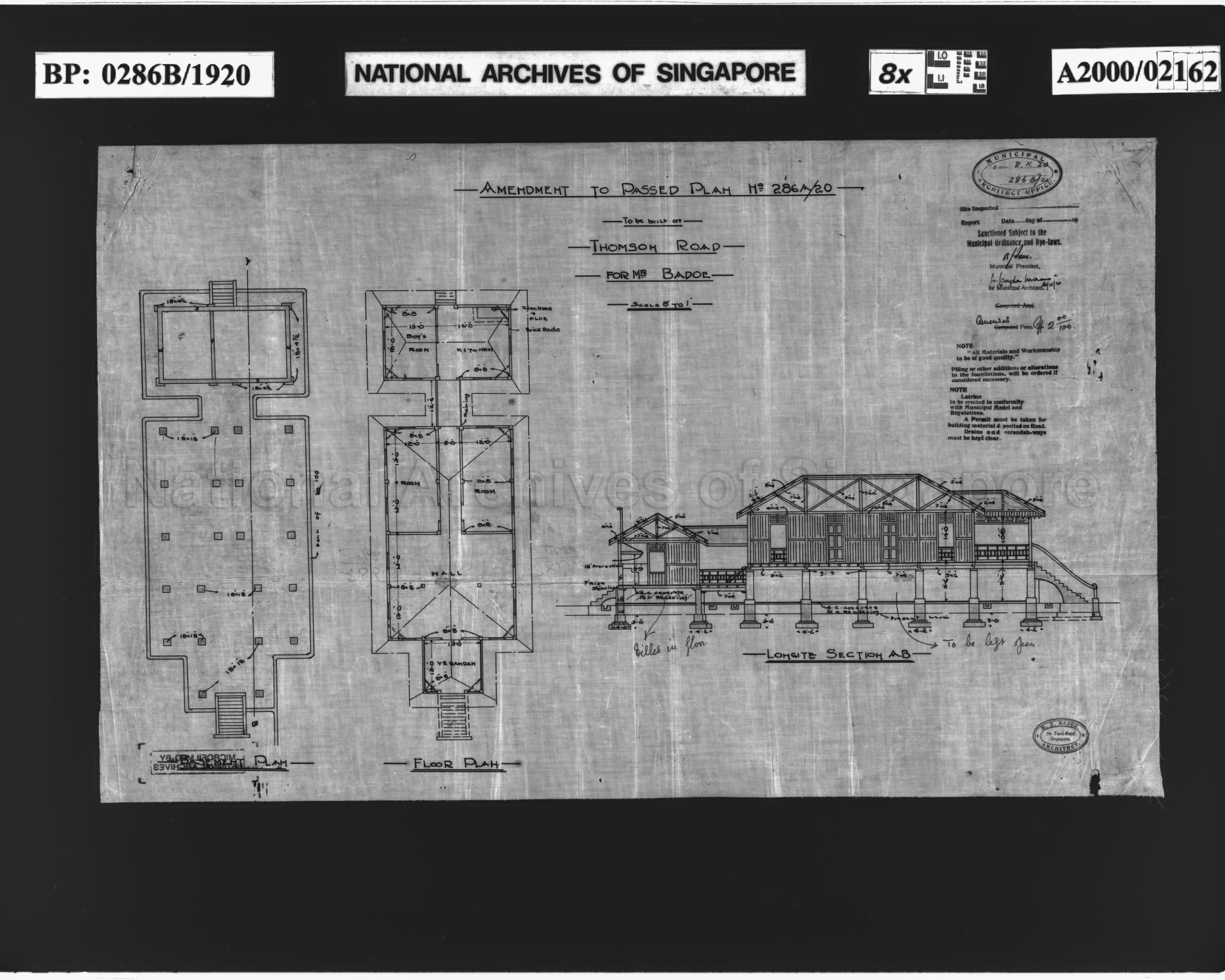AMENDMENT TO PASSED PLAN NO 286A FOR DWELLING HOUSE