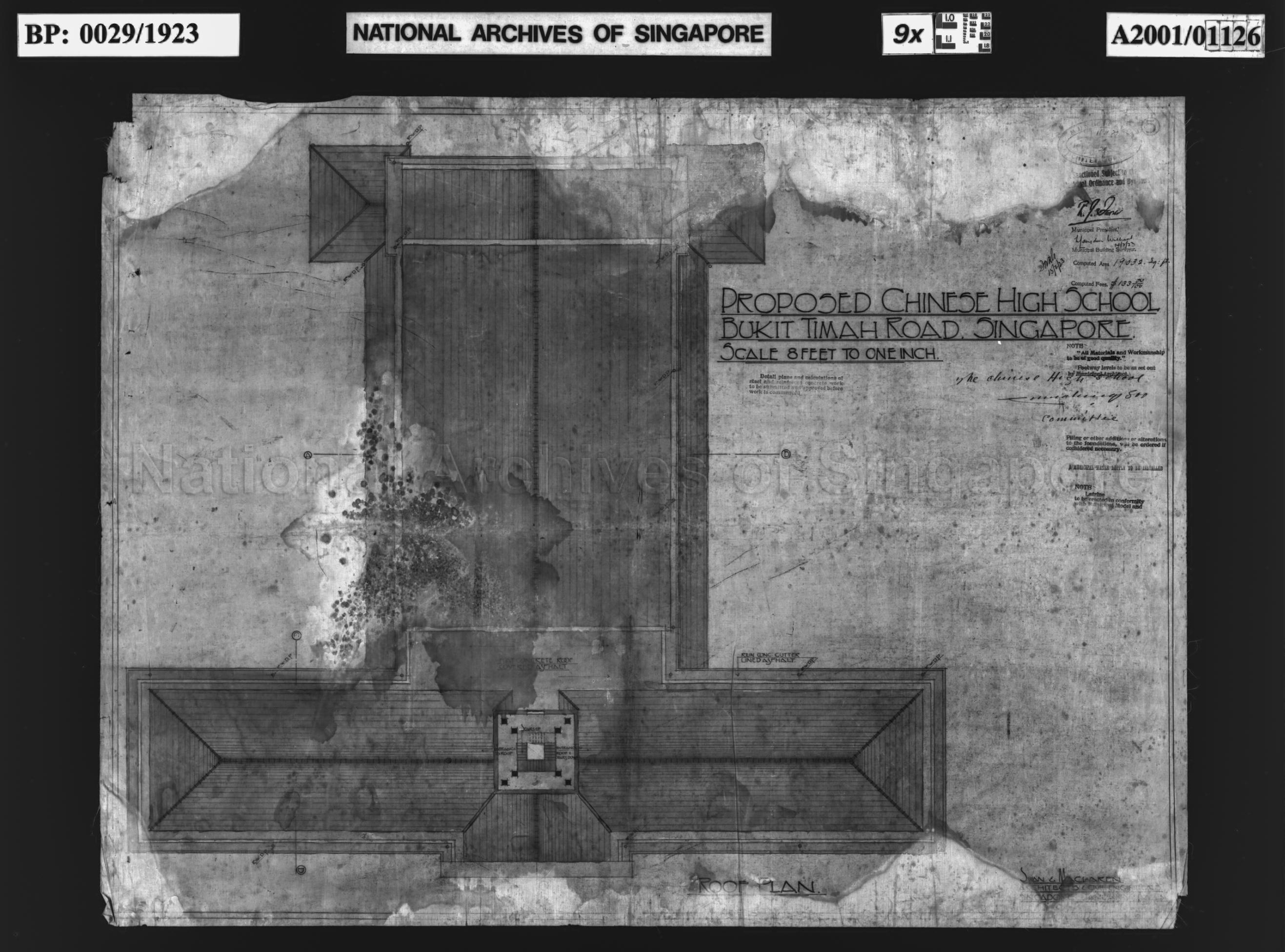 CHINESE HIGH SCHOOL - ROOF PLAN