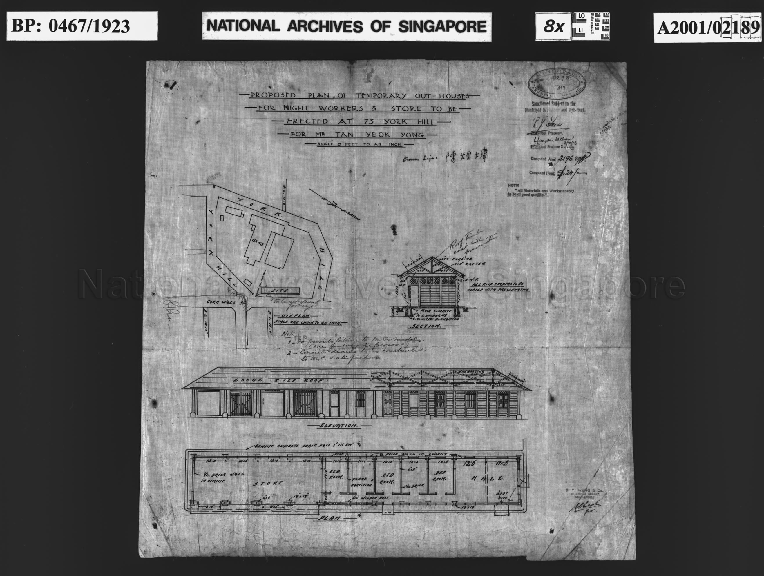 TEMPORARY OUTHOUSES FOR NIGHT-WORKERS, AND STORE