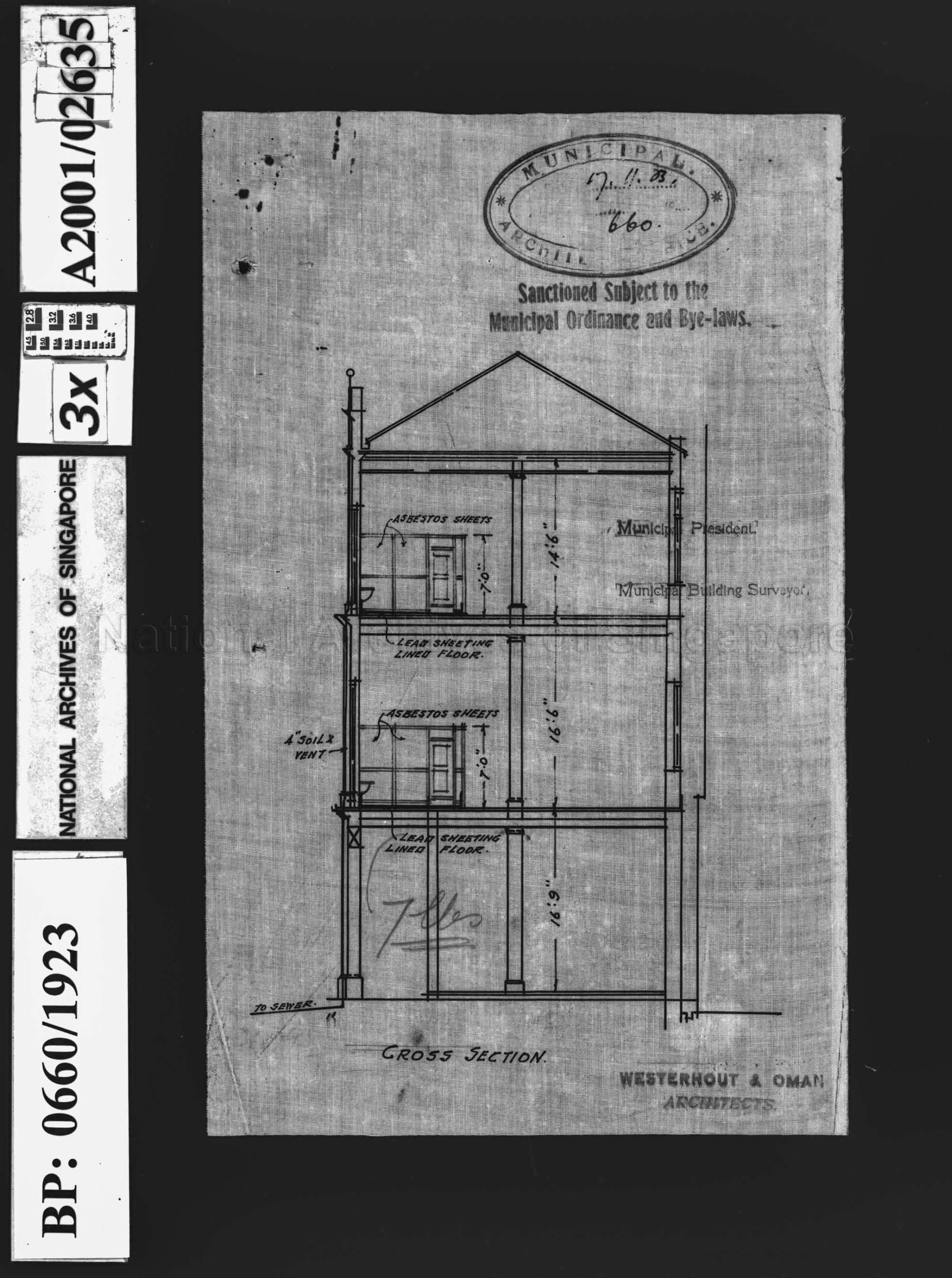 SANITARY WORKS AT UNIT - CROSS SECTION