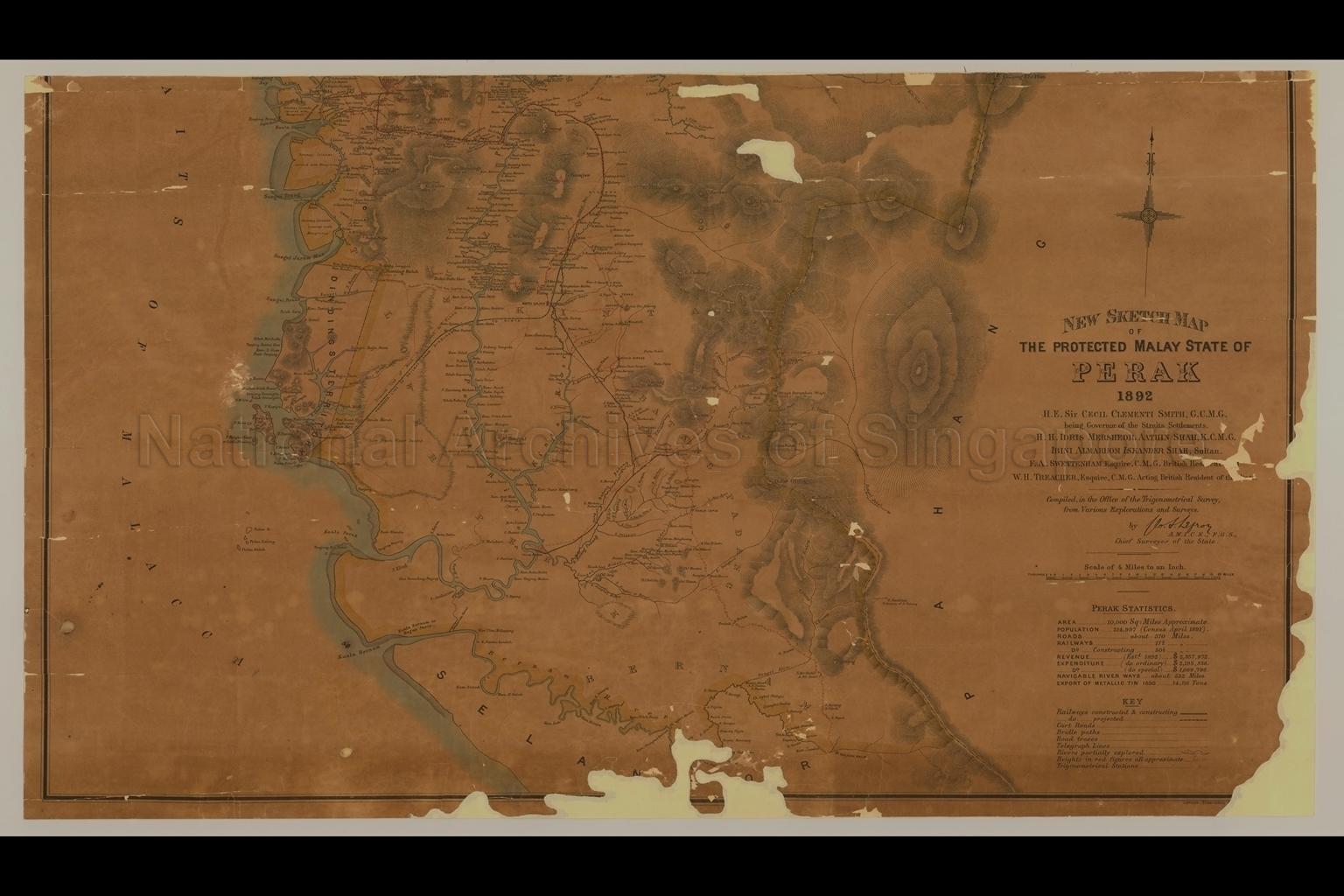New Sketch Map Of The Protected Malay States Of Perak, 1892