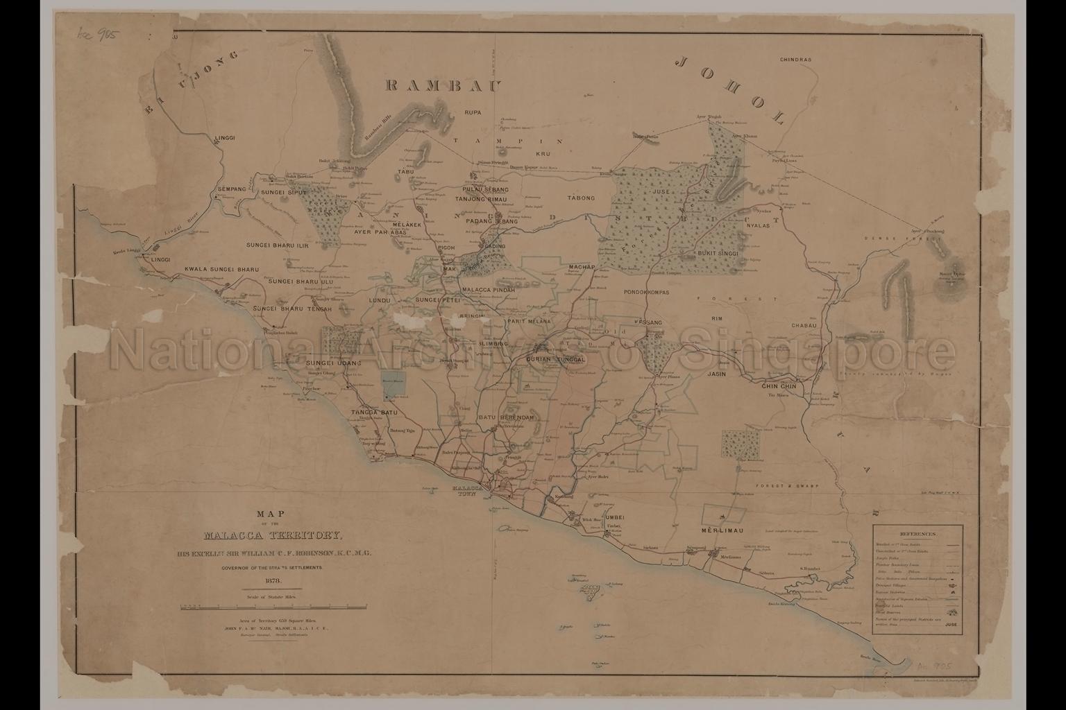 Map Of The Malacca Territory, Malaya