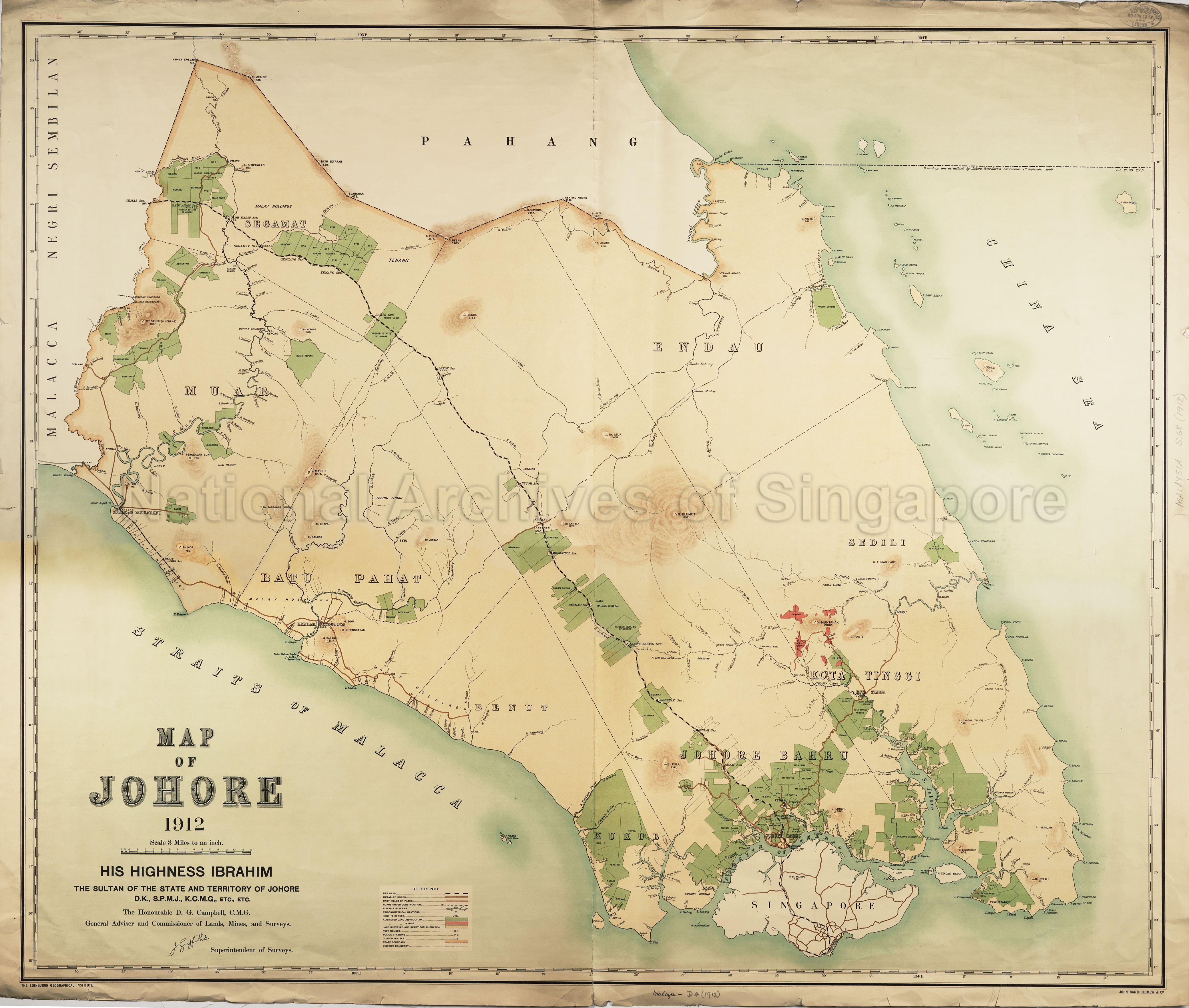 Map of Johore, 1912