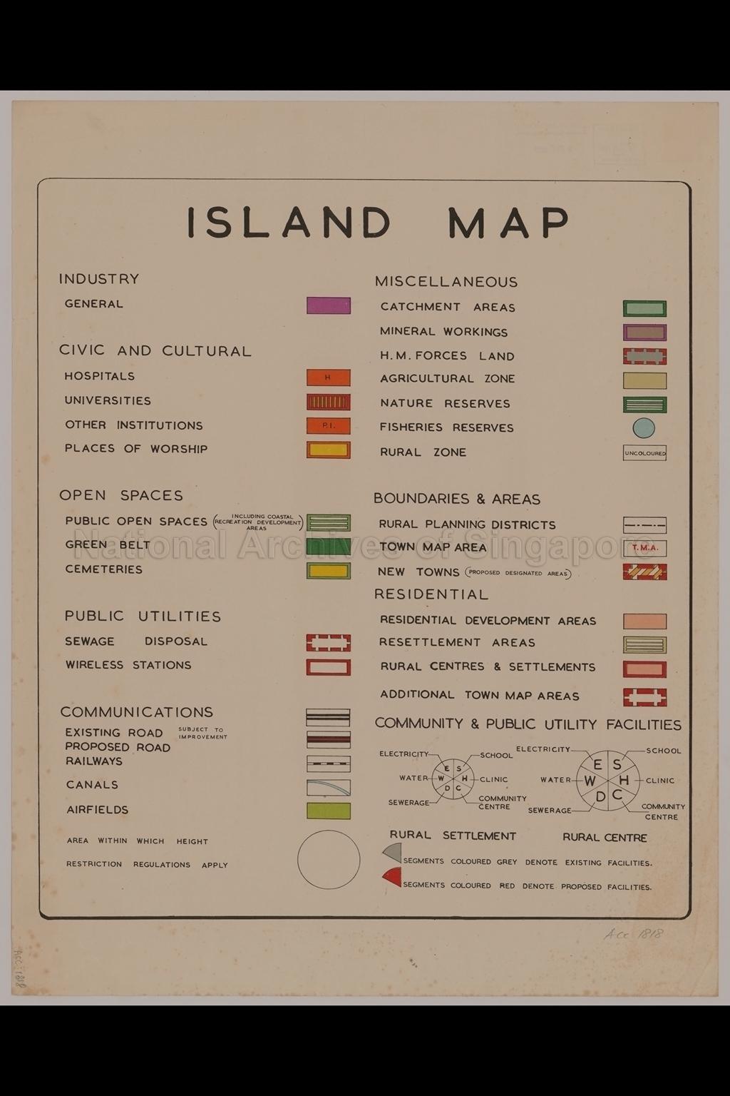 1958 Master Plan: Island Map - Legend