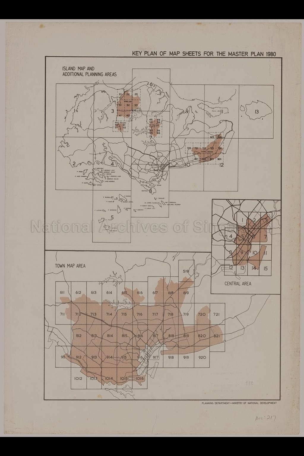 Key Plan of Map Sheets for the Master Plan 1980