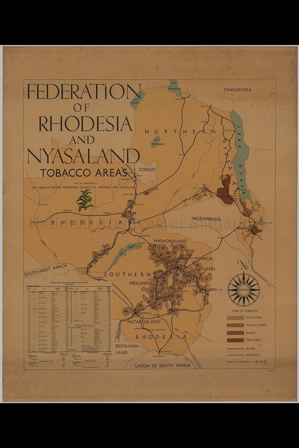 Federation of Rhodesia and Nyasaland Tobacco Areas