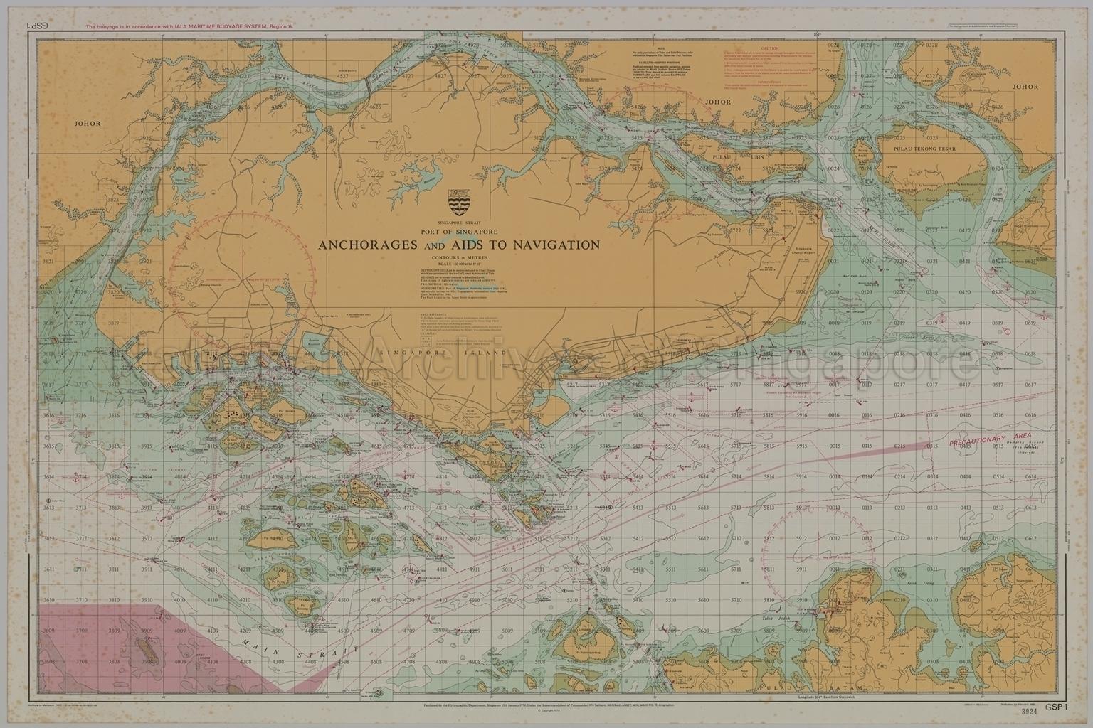 Singapore Strait. Port Of Singapore. Anchorages And Aids To
