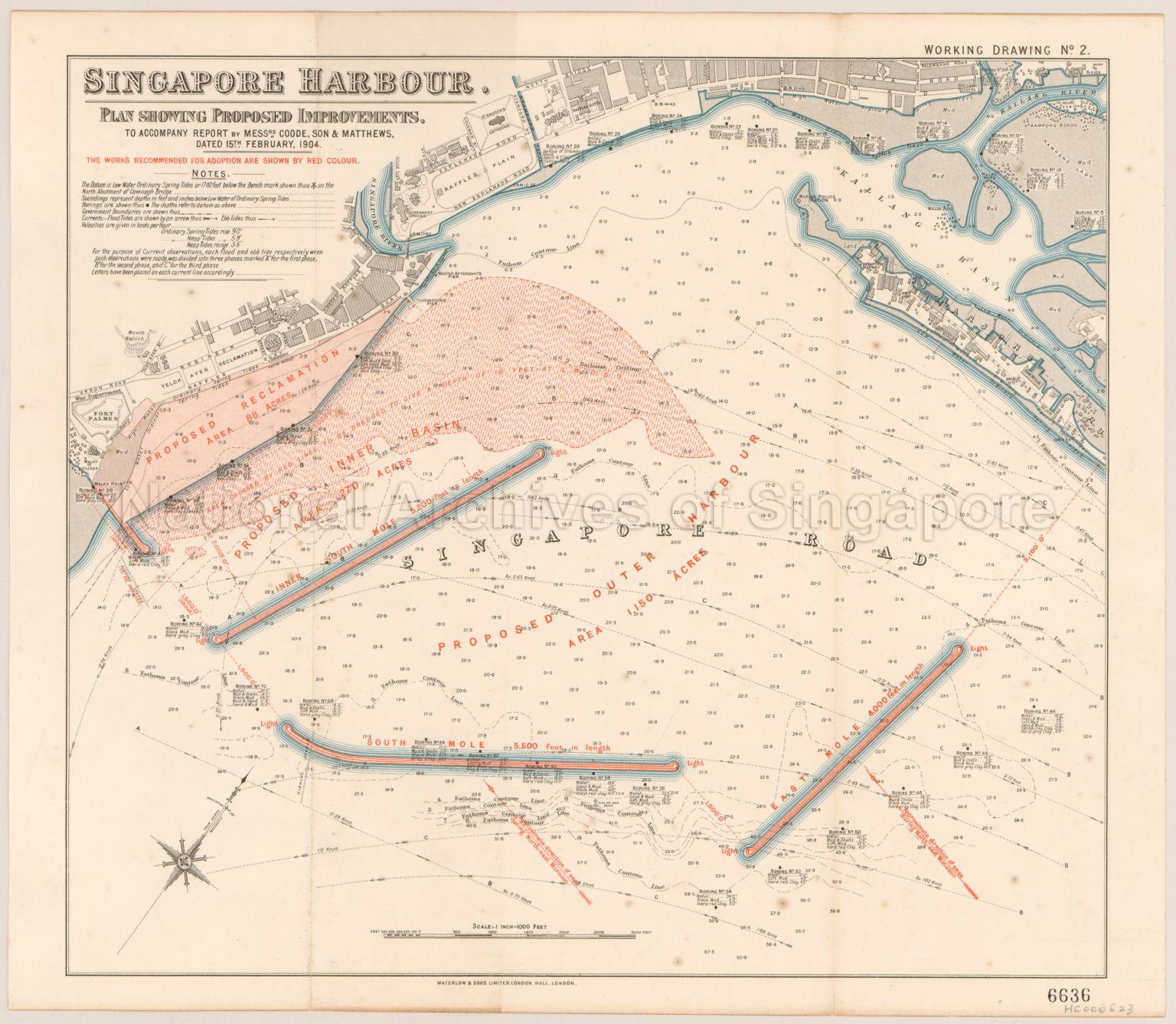 Singapore Harbour Plan Showing Proposed Improvements