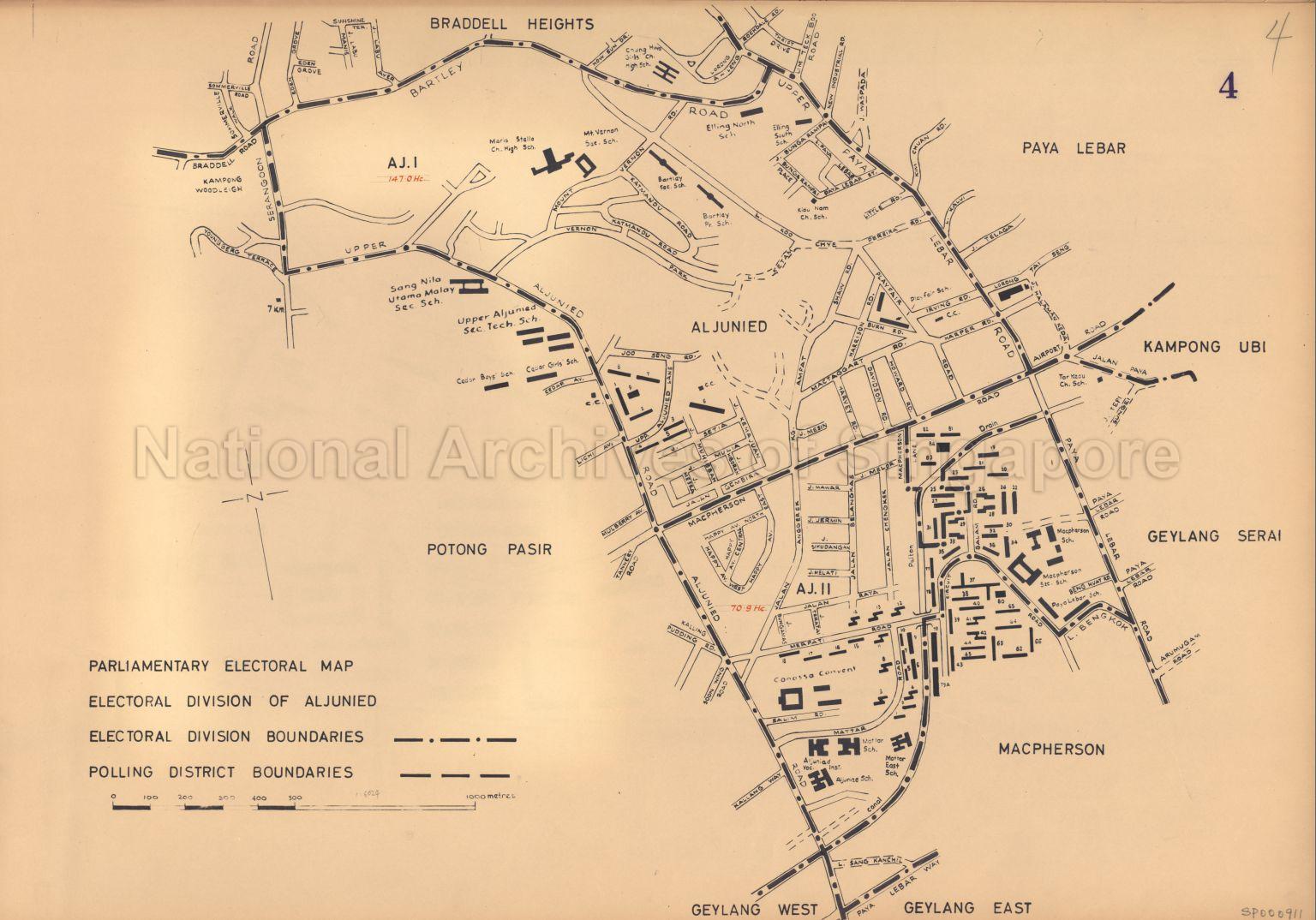Parliamentary electoral Map. electoral Division of Aljunied