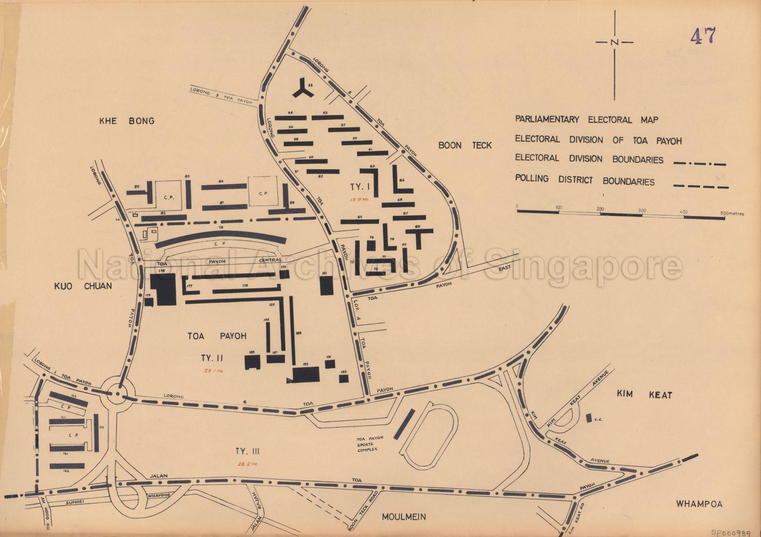 Parliamentary electoral Map. electoral Division of Toa Payoh