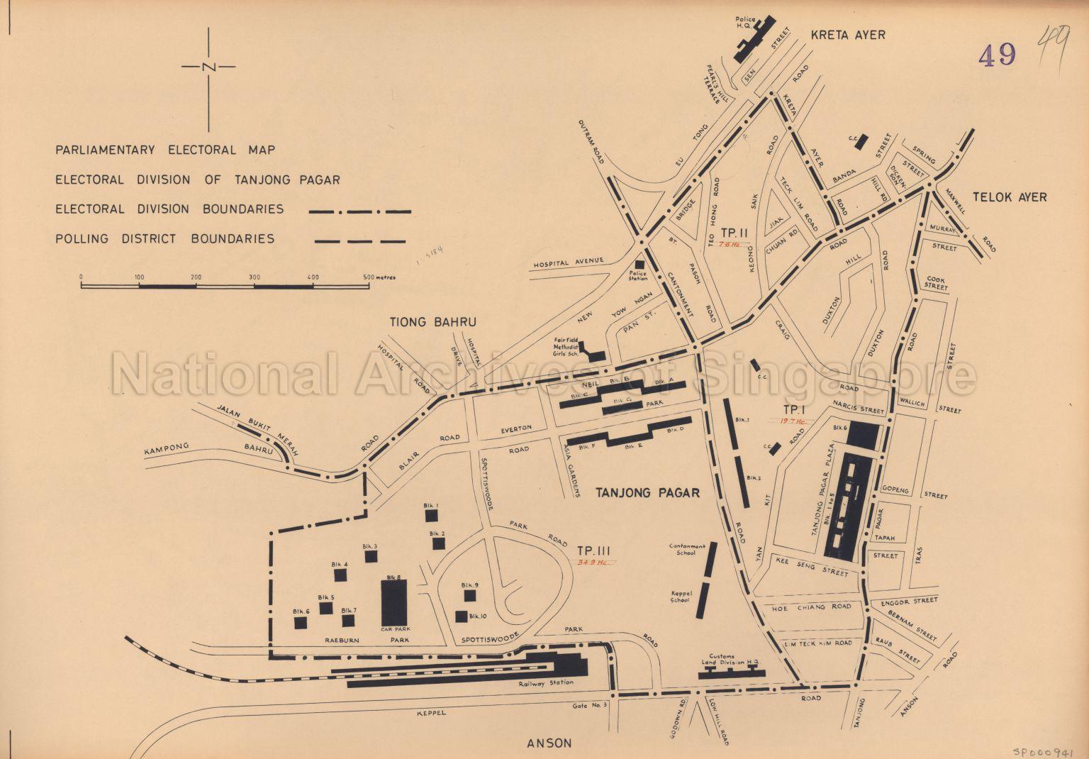 Parliamentary electoral Map. electoral Division of Tanjong