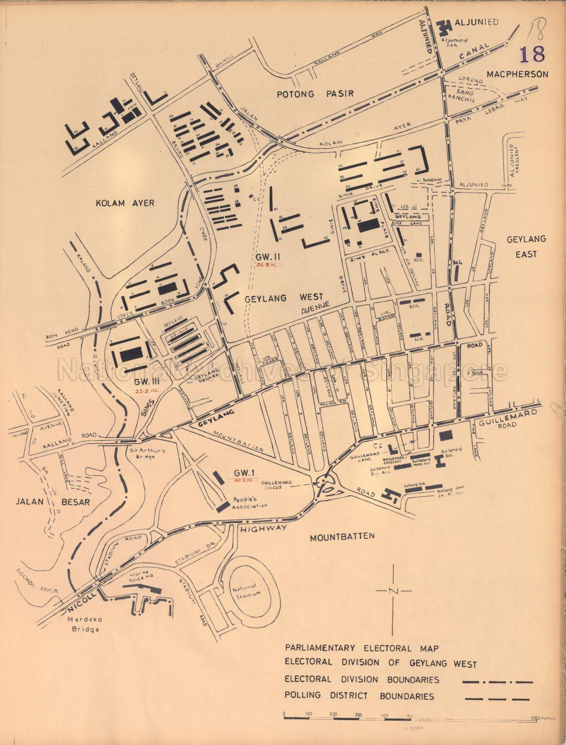 Parliamentary electoral Map. electoral Division of Geylang