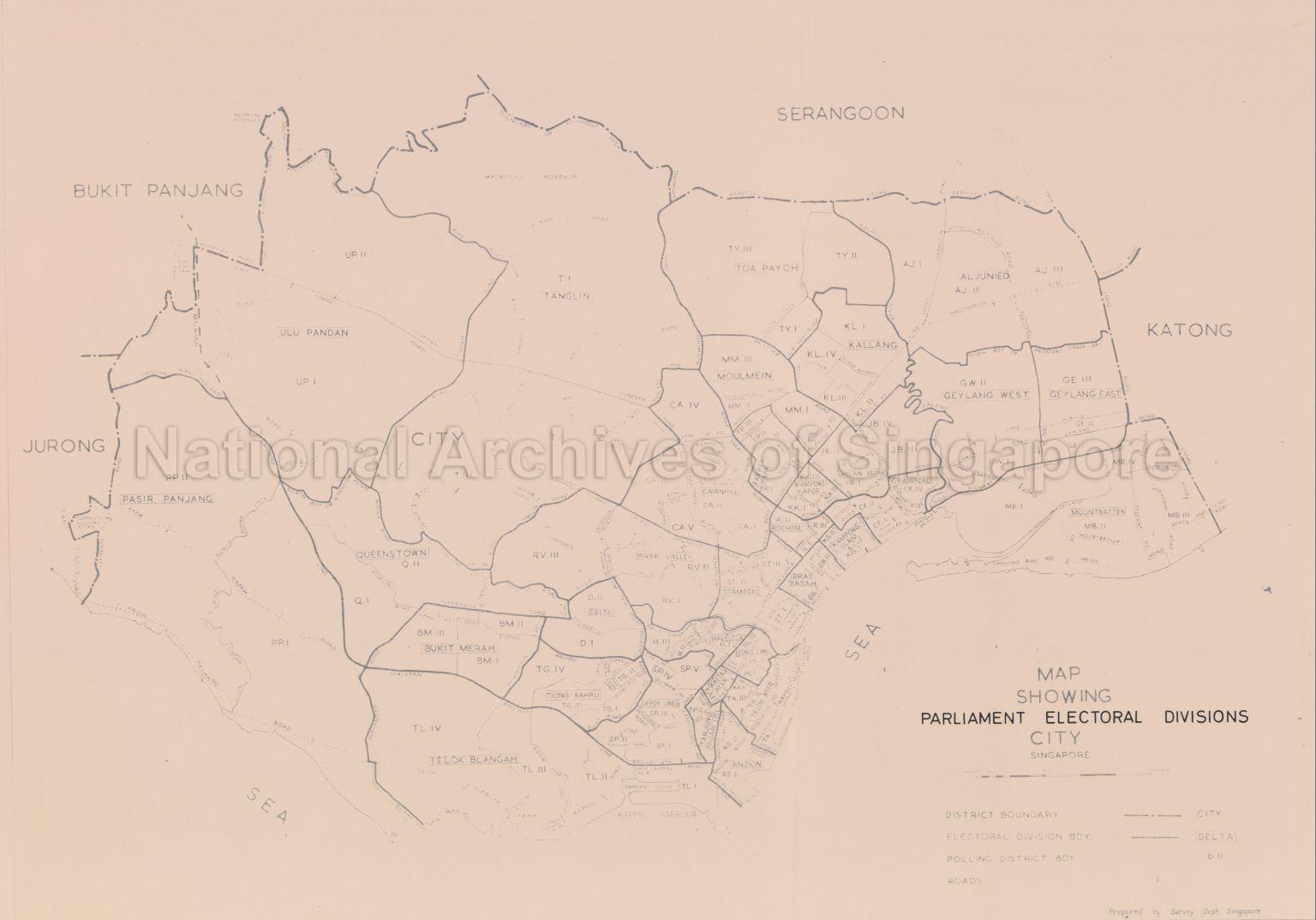 Map Showing Parliament electoral Divisions City, Singapore
