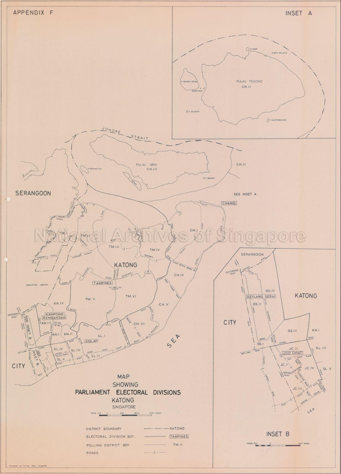 Map Showing Parliament electoral Divisions Katong, Singapore