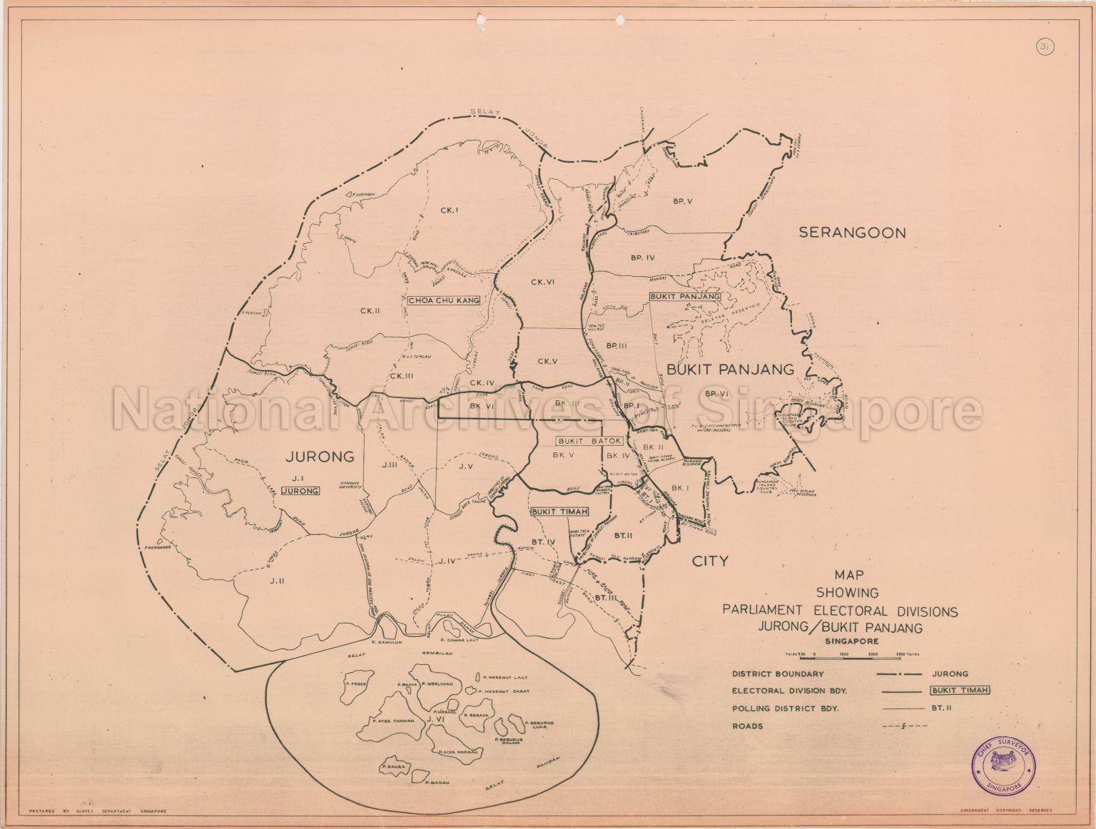 Map Showing Parliament electoral Divisions. Jurong/Bukit
