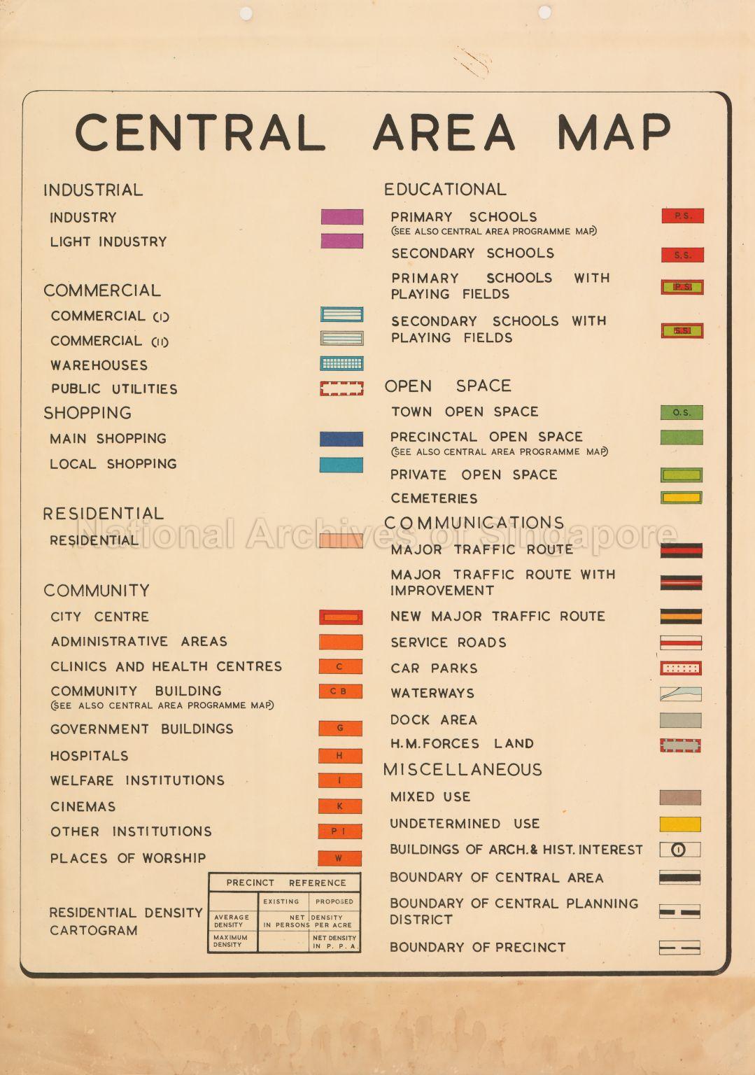 1958 Master Plan: Central Area Map - Legend