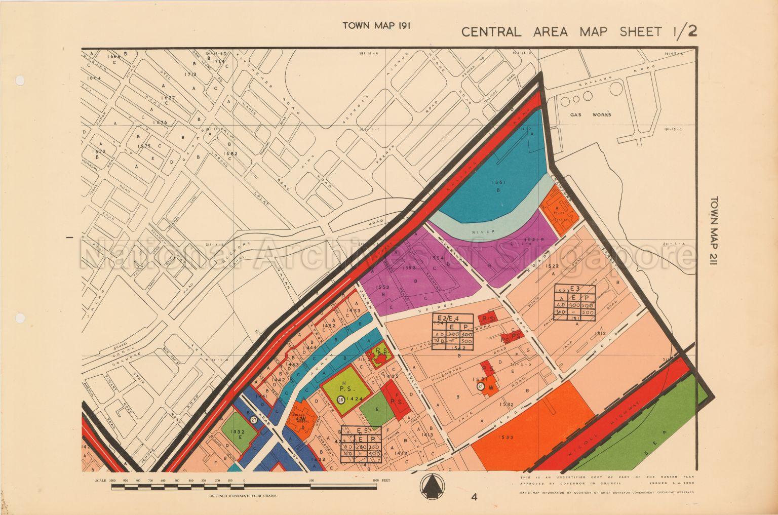 1958 Master Plan: Central Area Map Sheet 1/2