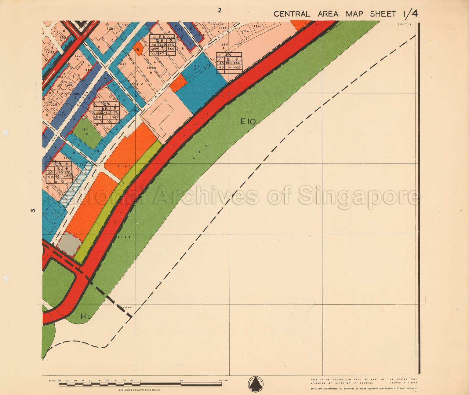 1958 Master Plan: Central Area Map Sheet 1/4