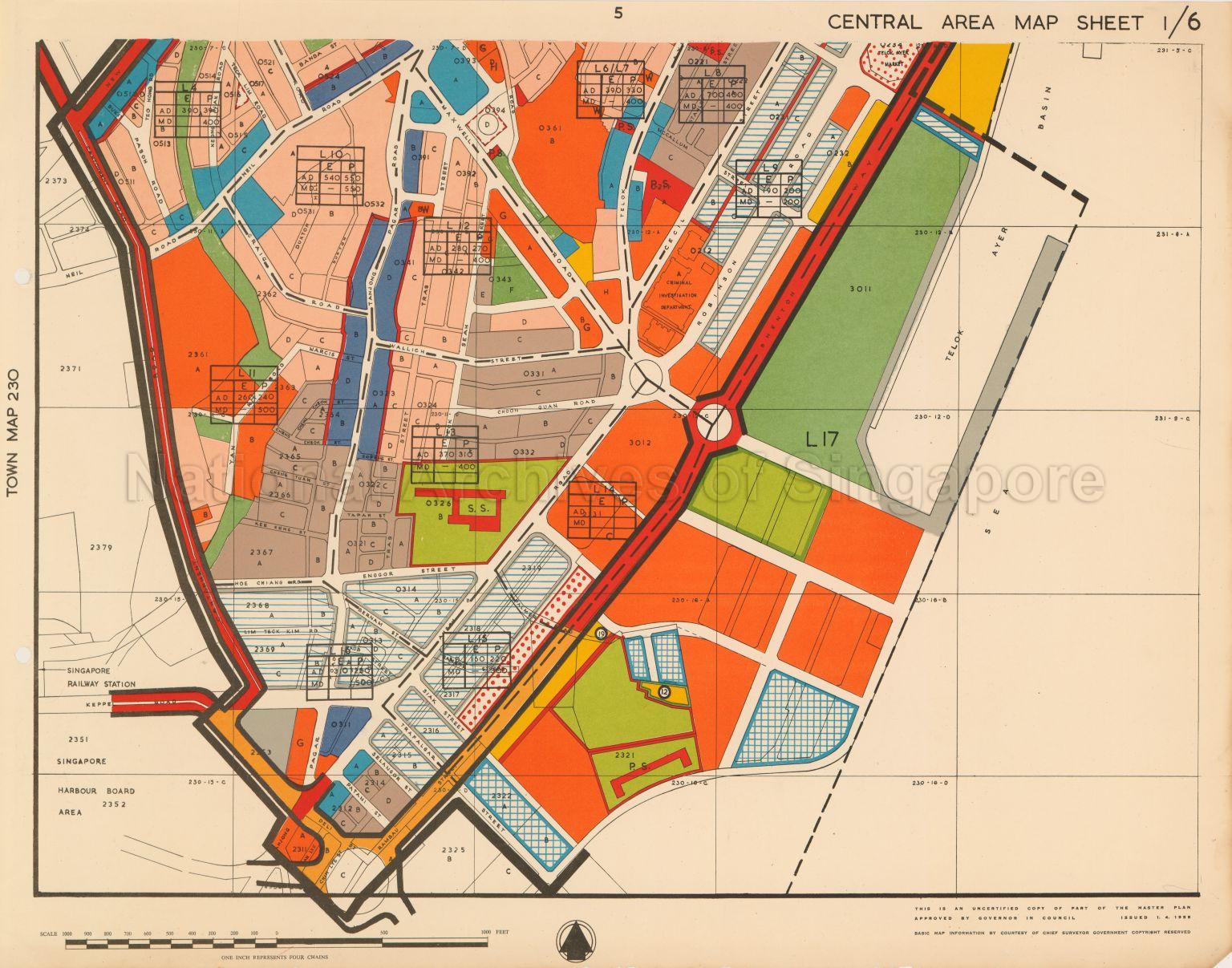 1958 Master Plan: Central Area Map Sheet 1/6