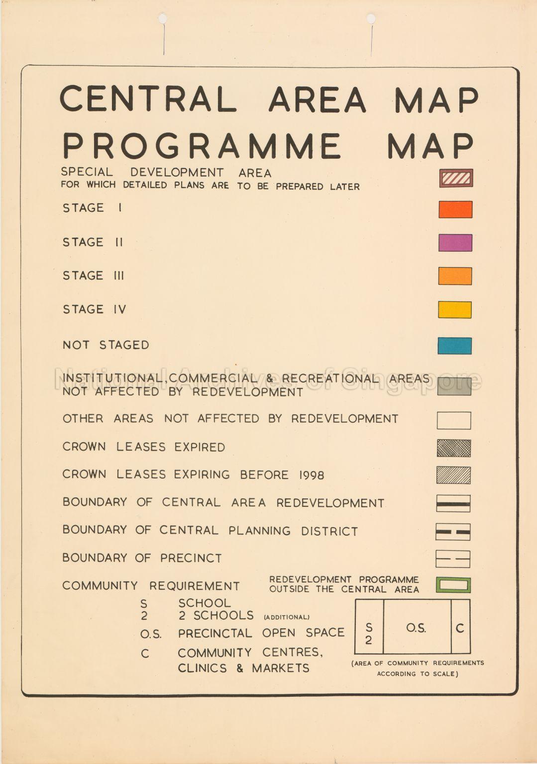 1958 Master Plan: Central Area Map Programe. Legend