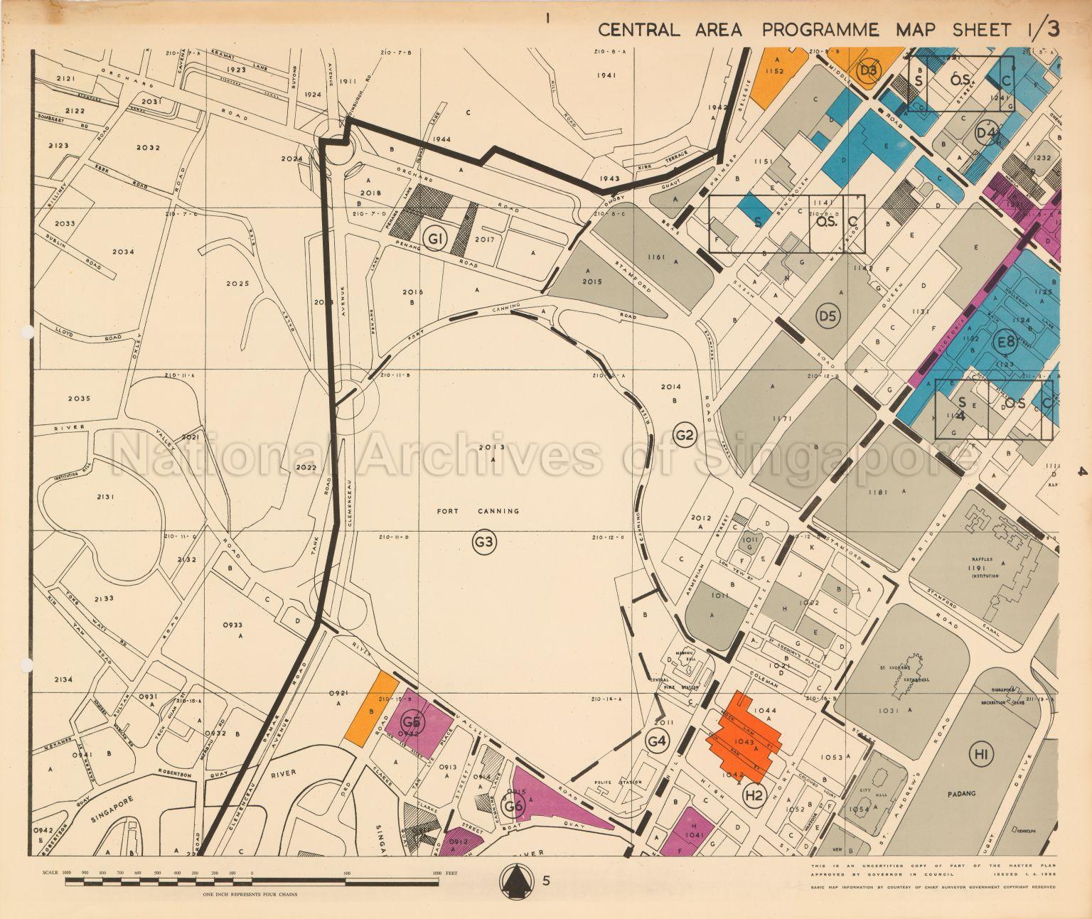 1958 Master Plan: Central Area Programme Map Sheet 1/3