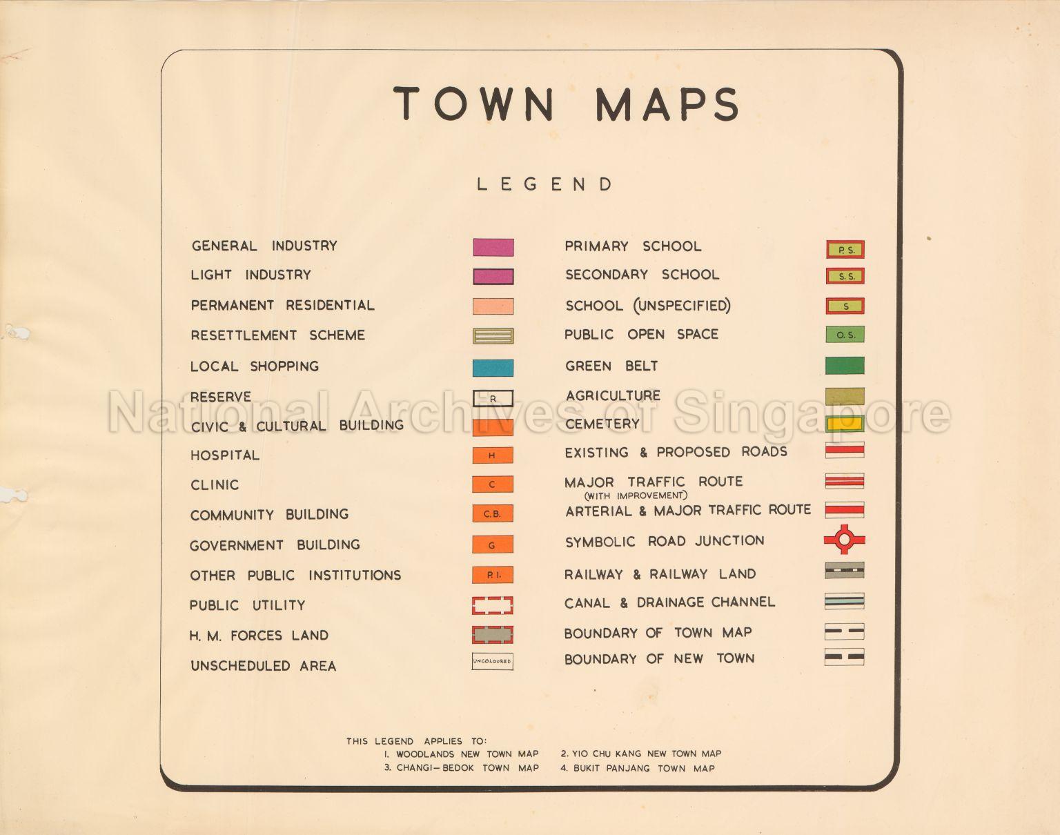 1958 Master Plan: Town Maps - Legend