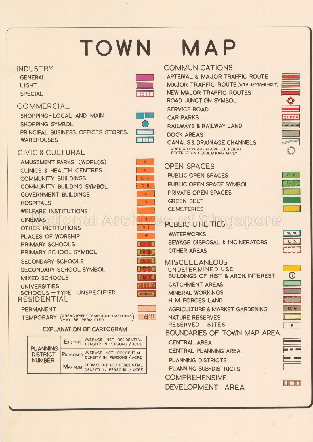 1958 Master Plan: Town Maps Legend