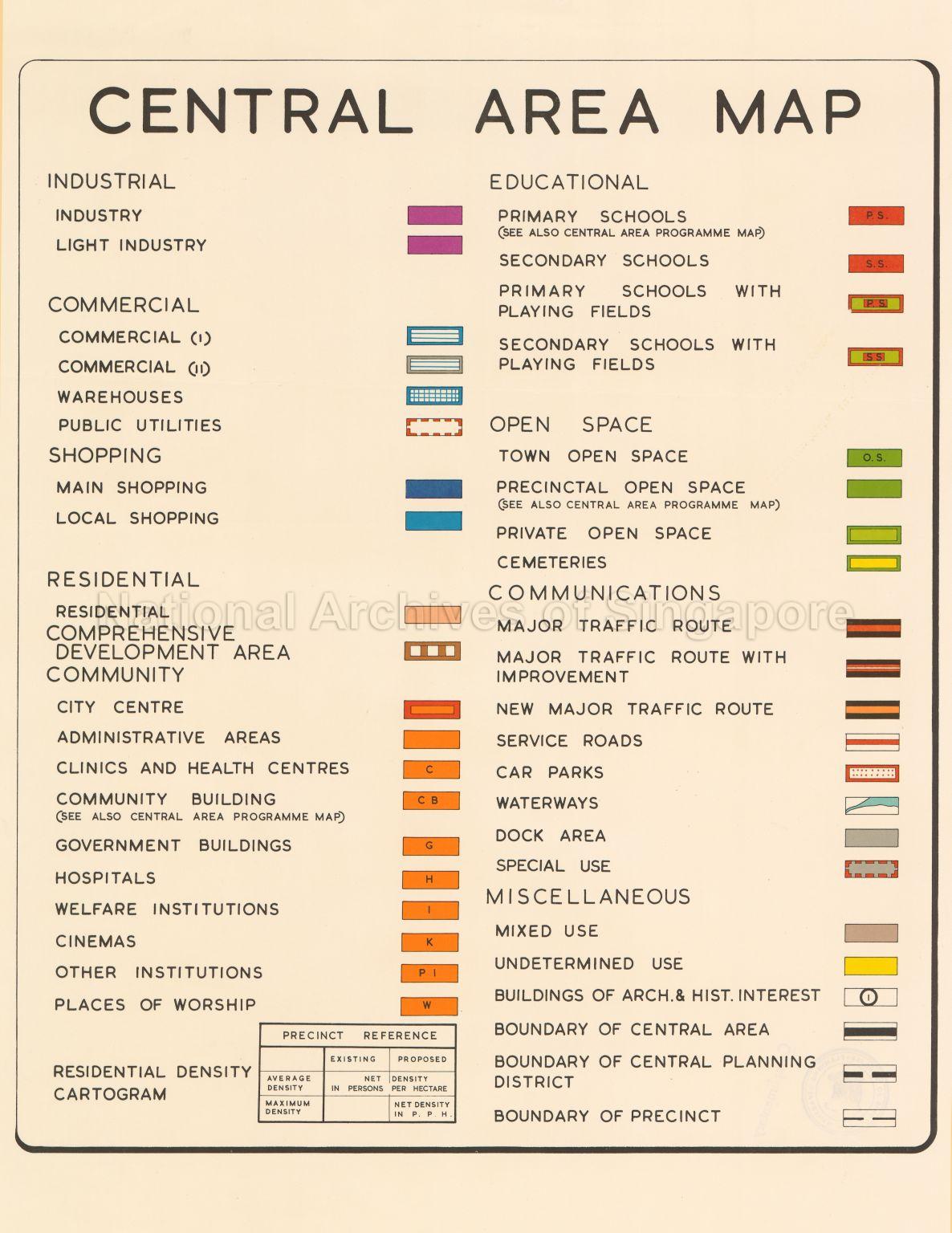 1976 Master Plan: Central Area Map Legend