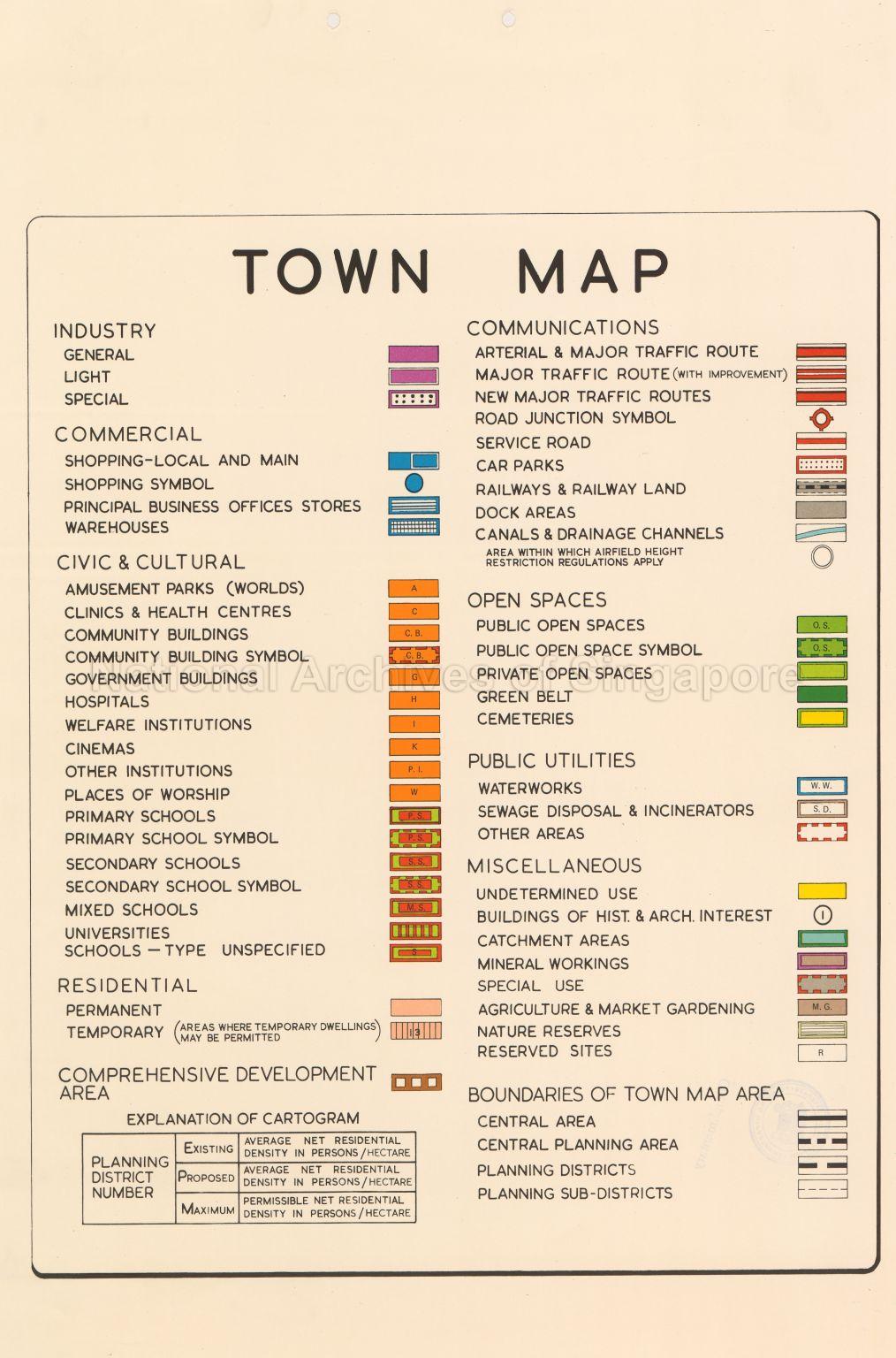 1976 Master Plan: Town Map Legend