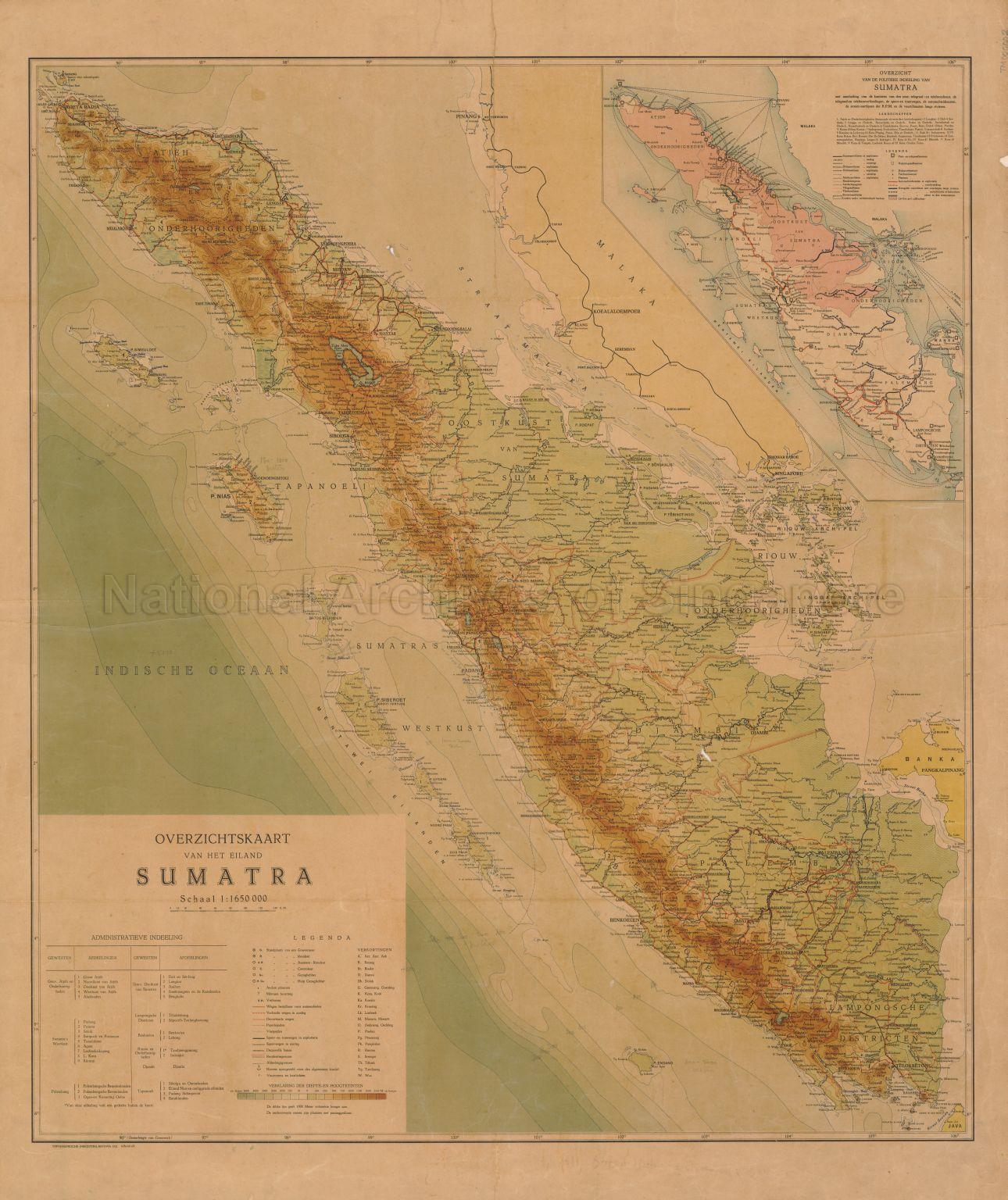 Overzichtskaart Van Het Eiland, Sumatra