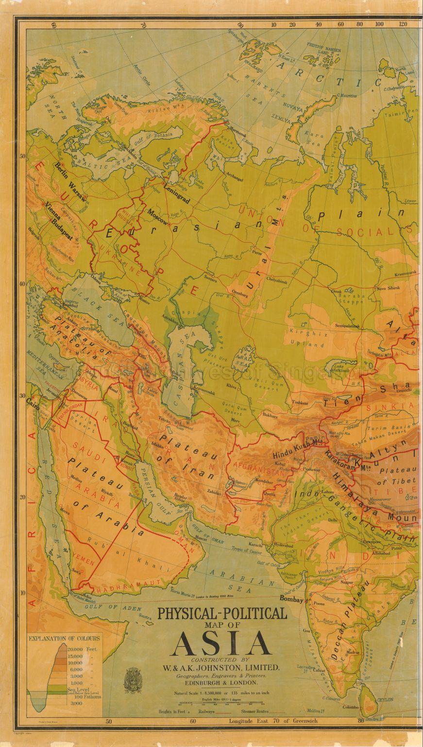 Physical-Political Map of Asia
