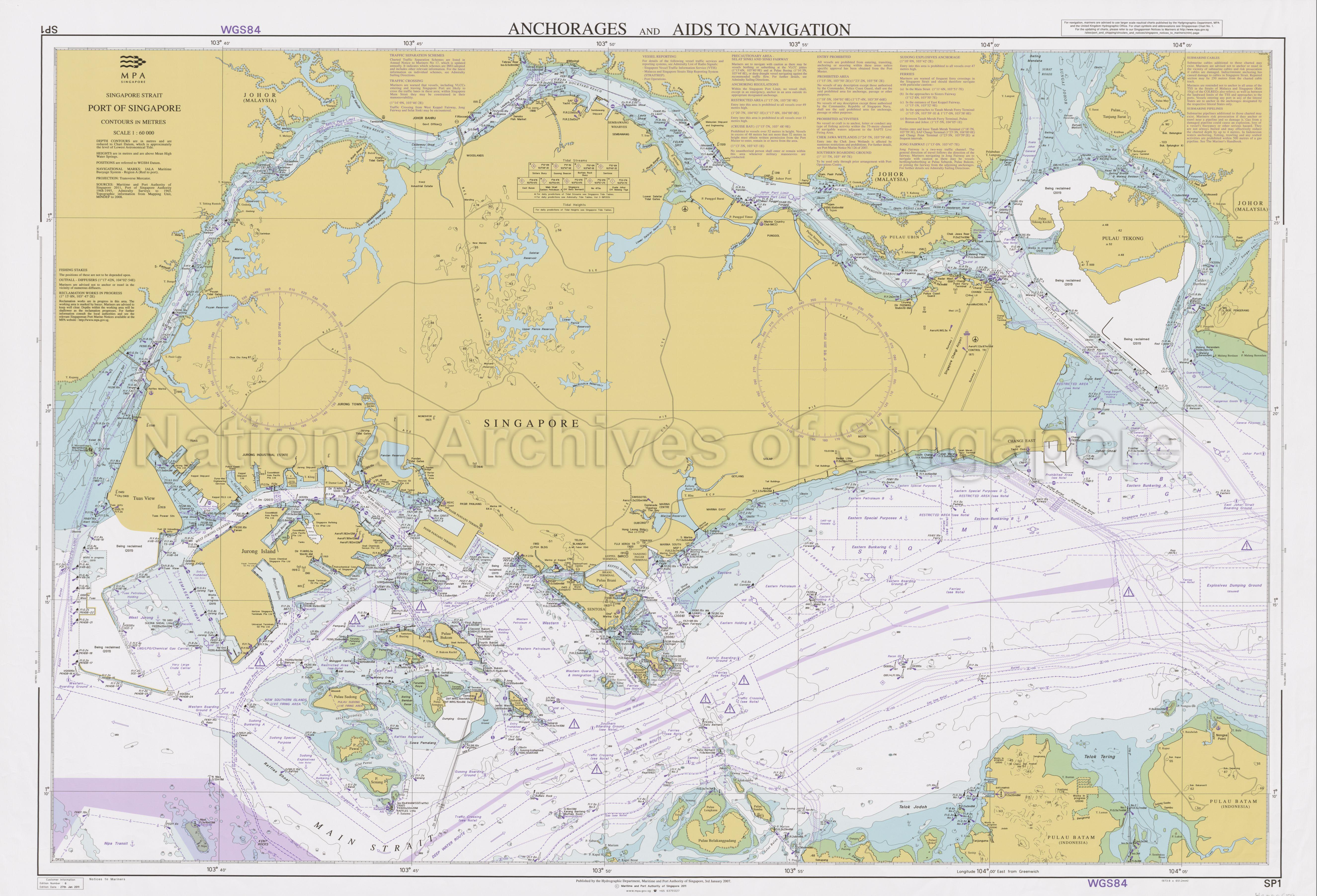 Singapore Strait. Port Of Singapore. Anchorages And Aids To